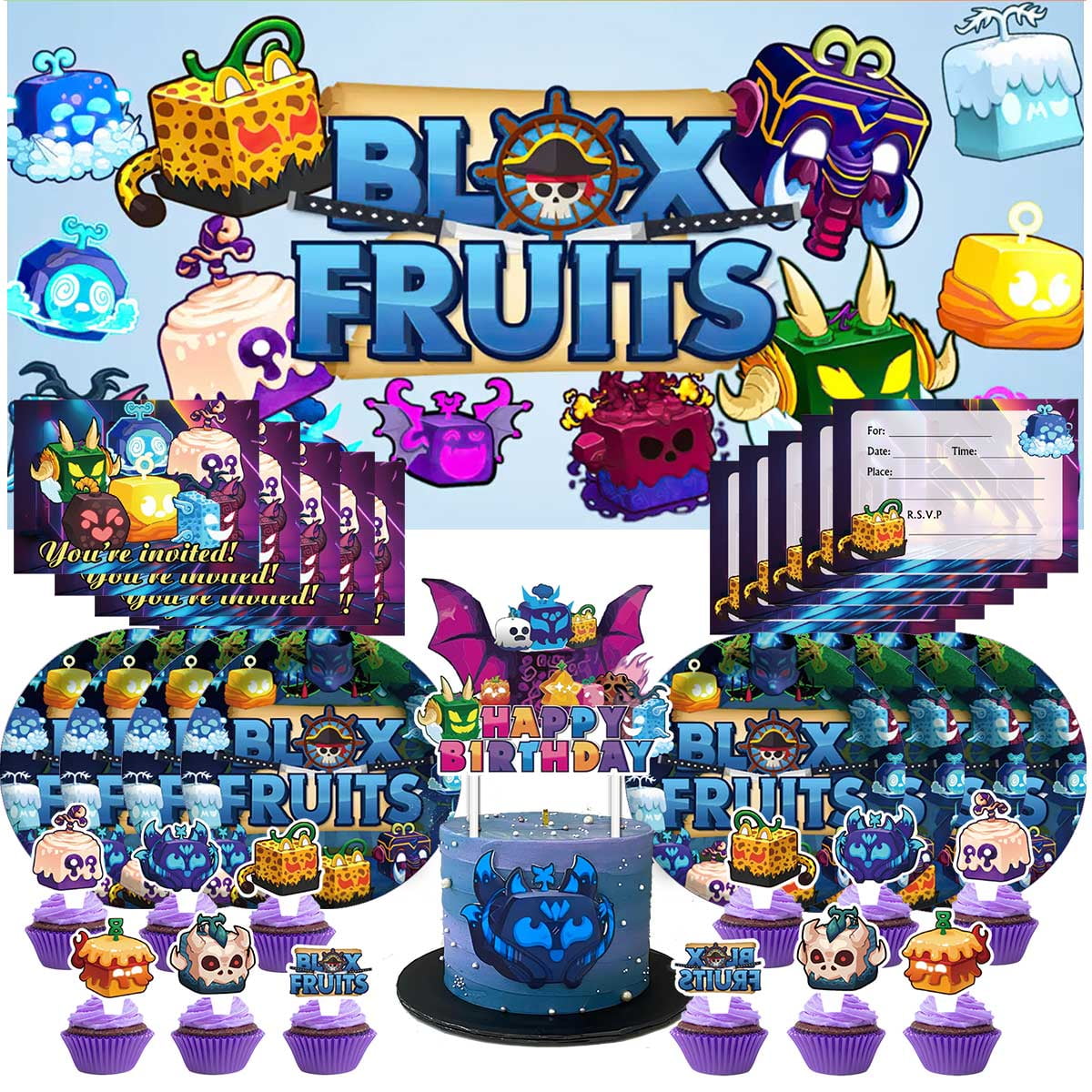 Blox Fruits Invitation Cards Invite Party Supplies Decor Decorations ...