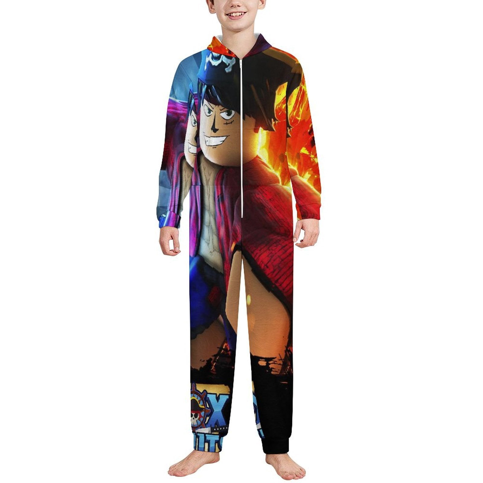 Blox Fruits Kids Hooded Union Suit One Piece Pajama Outfit Boys Girls ...