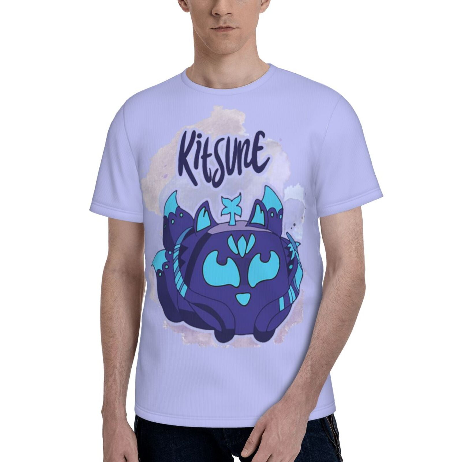 Blox Fruits Kitsune Fruit Men's T-Shirts Classic Crew T-Shirt Tops Slim ...