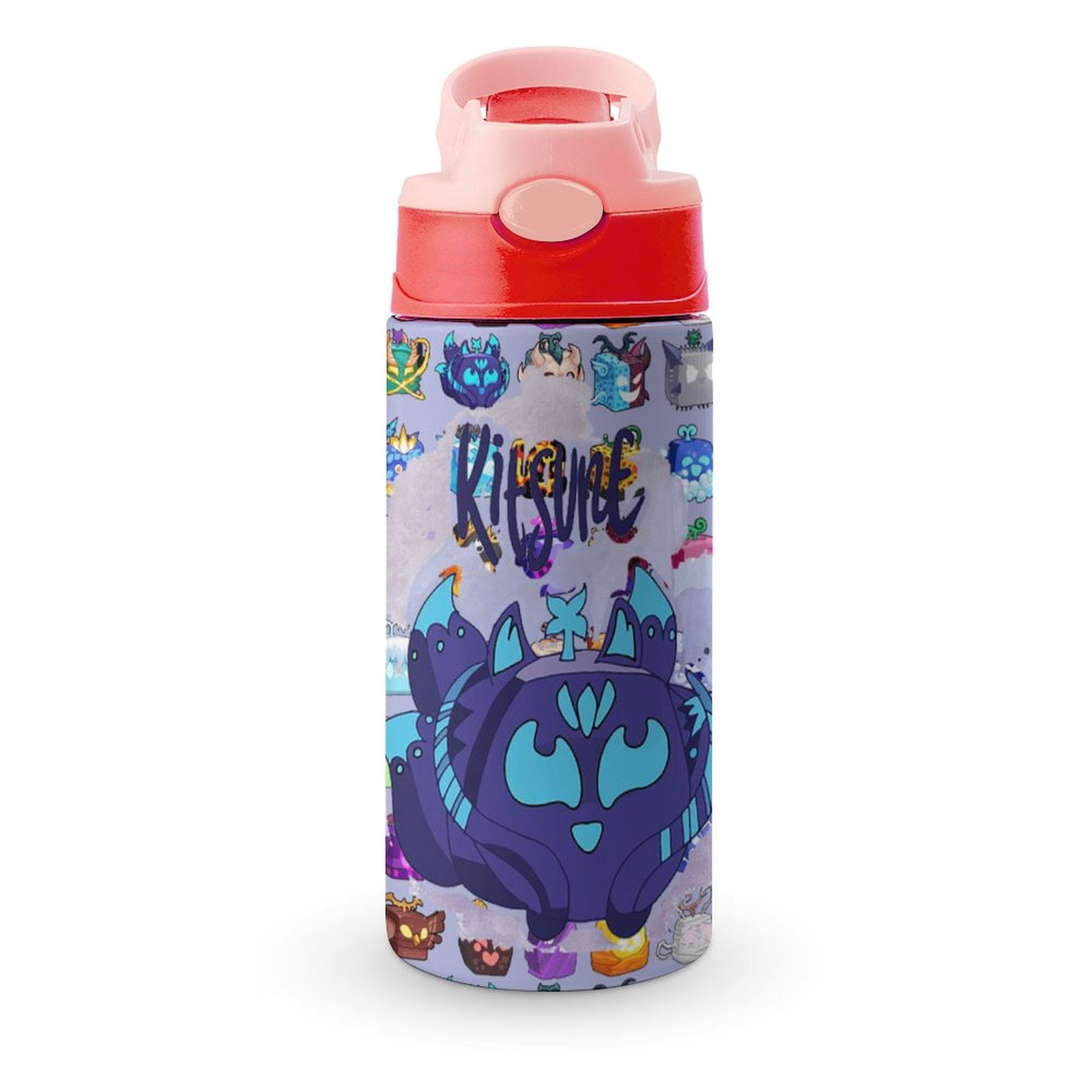 Blox Fruits Kitsune Insulated Stainless Steel Water Bottle with Straw ...