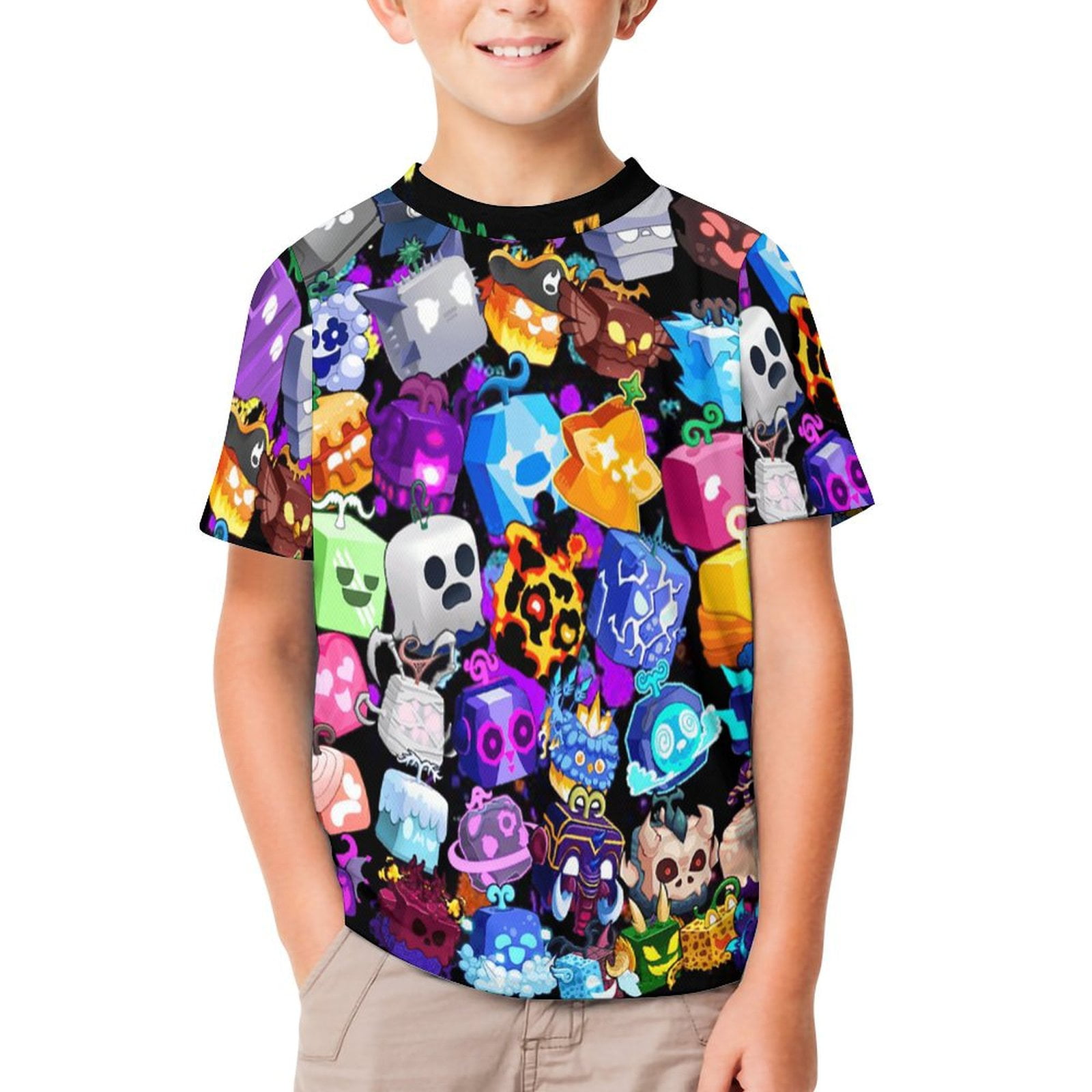 Blox Fruits Teenage T-shirt Short Sleeve Children's Shirts Graphic ...