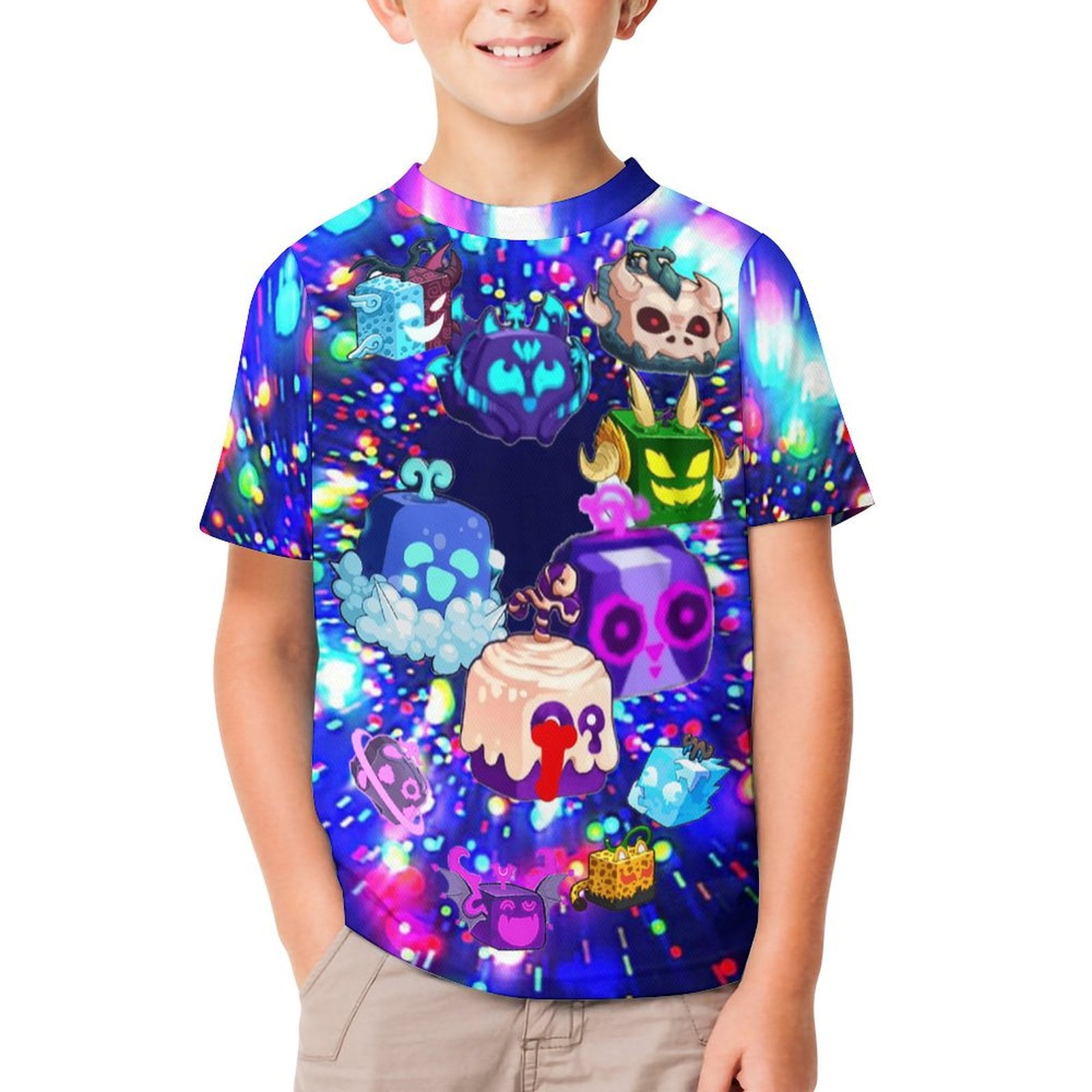 Blox Fruits Teenage T-shirt Short Sleeve Children's Shirts Graphic ...