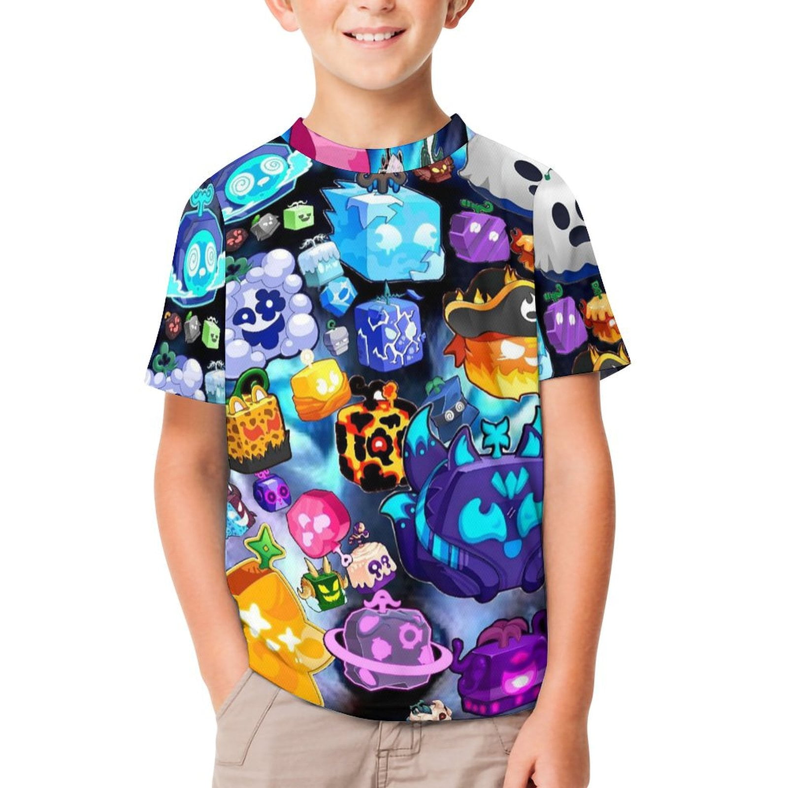Blox Fruits Teenage T-shirt Short Sleeve Children's Shirts Graphic ...