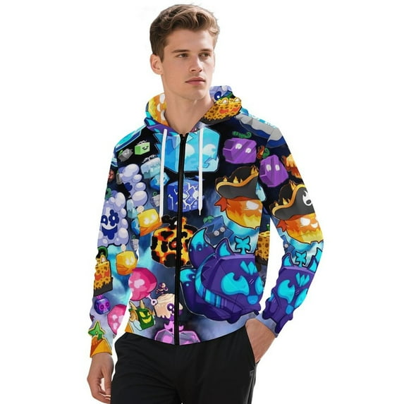 Blox Fruits Zip Up Hoodie 3D Print Pullover Hooded Full Zip Sweatshirts ...