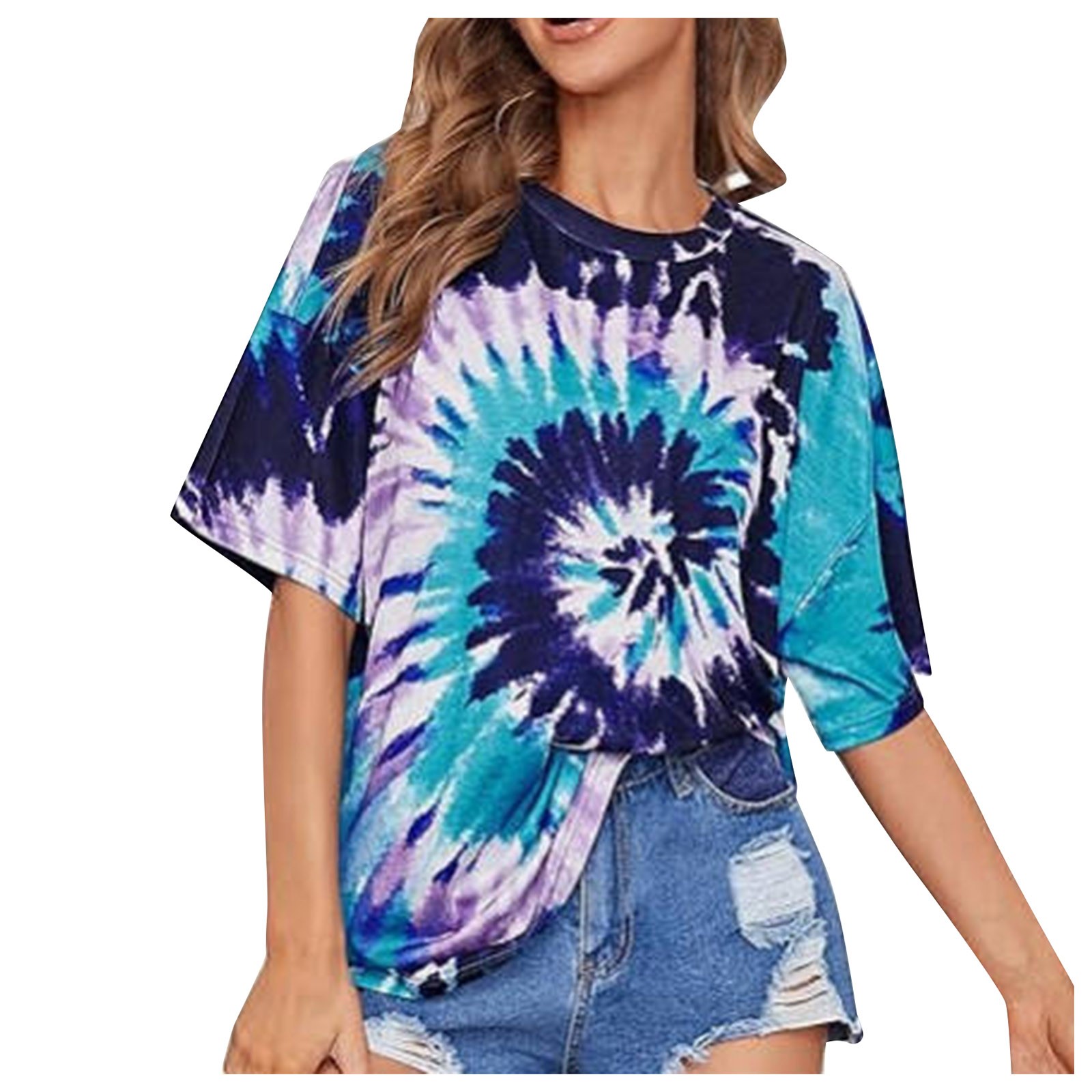 Blphud Basic Tee T Shirt Women Plain Women's Tie Dye T Shirts Short ...