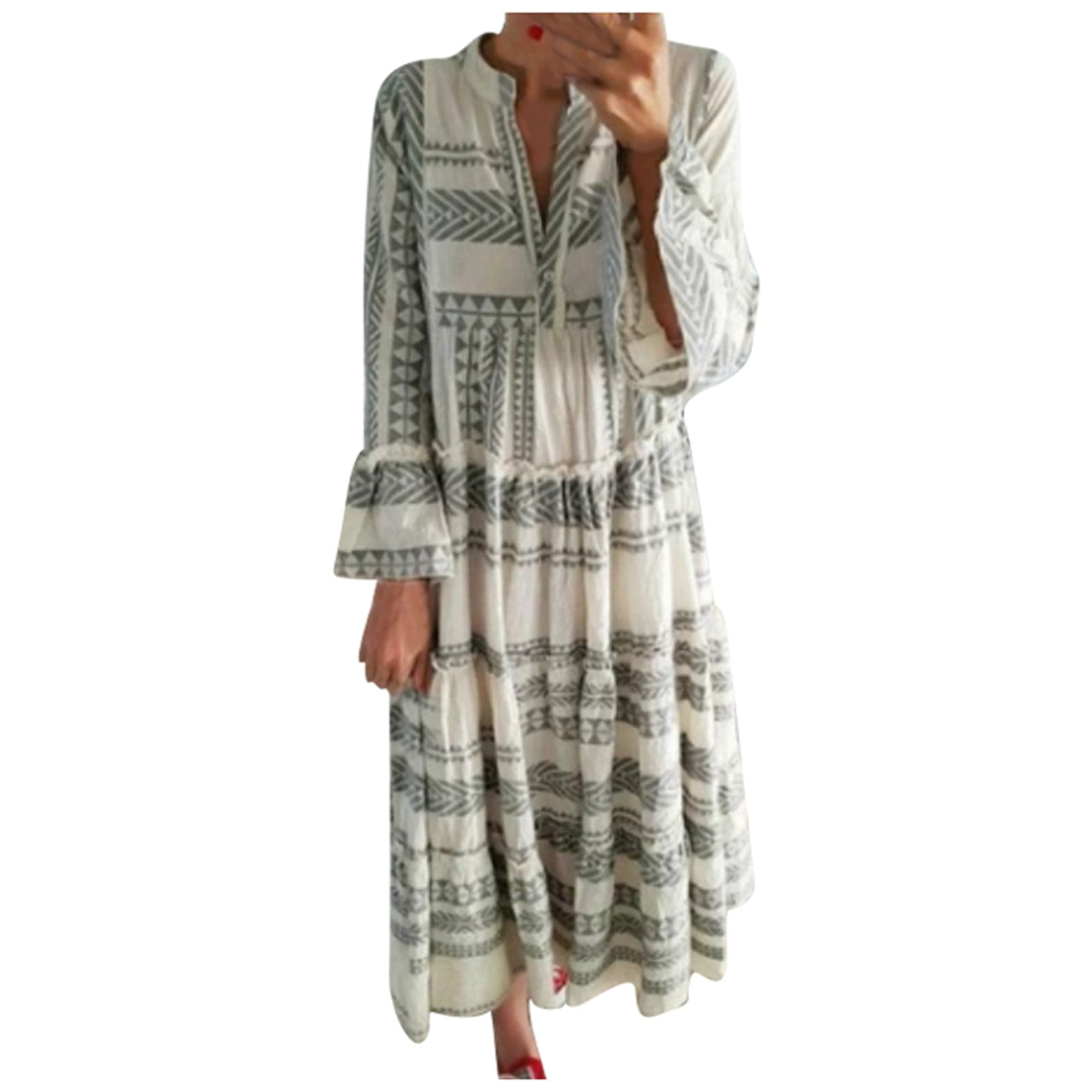 Blphud Flowy Dresses for Women Drawstring Dresses for Women Bohemian ...