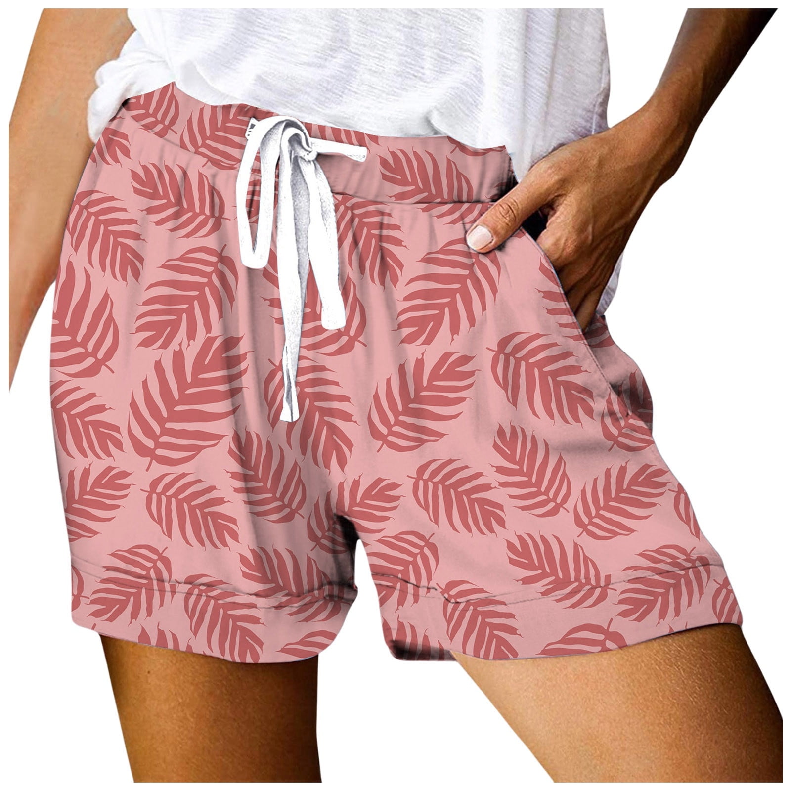 Blphud Ladies Shorts Summer Womens Shorts Trendy Shorts for Women Leaf ...