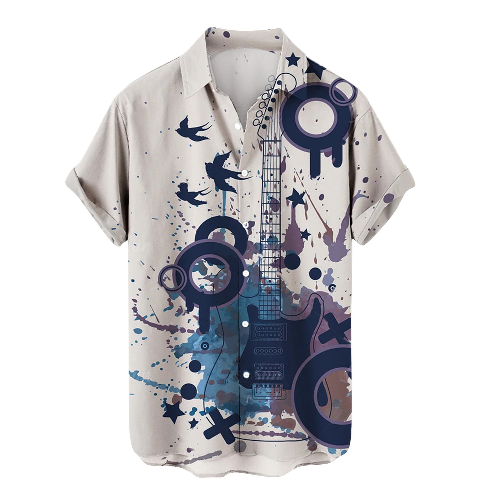 Blphud Men Fashion Shirt Button Tops Mens Summer Fashion Musical ...