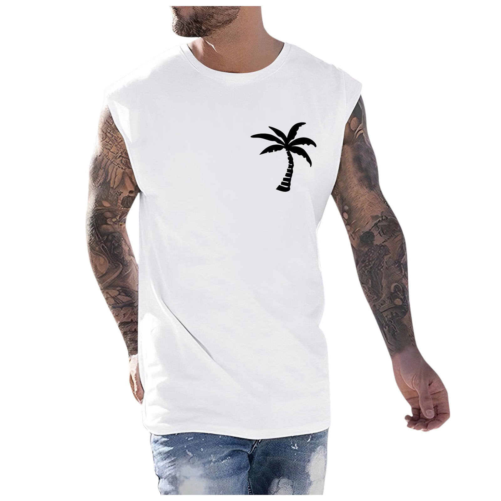 Blphud Men Tops Tank Tops Men Shirts for Tall Men Mens Summer Digital ...