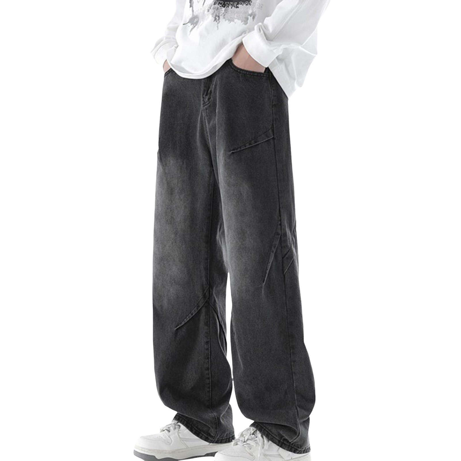 Blphud Menmen Pants Cargo Street Jeans Pants Of Quality Loose Pants Star Male Retro Wide Leg ...