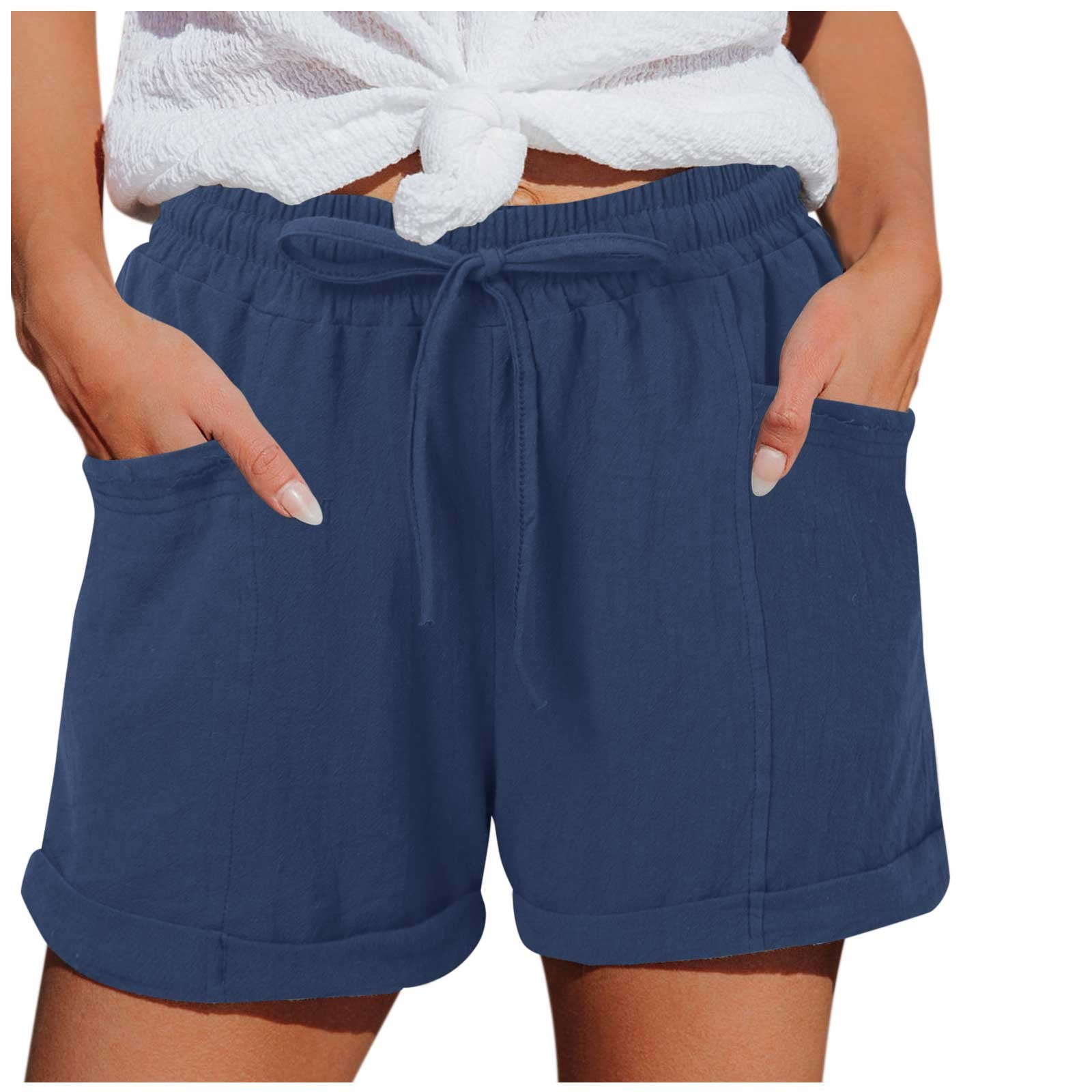 Blphud Shorts Womens Elastic Shorts for Women Women Straight Leg Casual ...