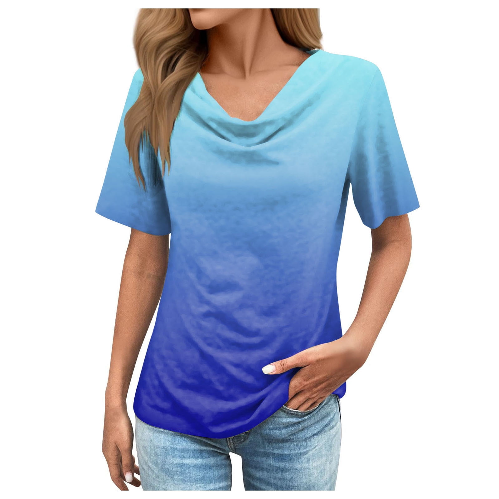 Blphud Women Basic Tops Womens Casual Thin Shirt Womens Fashion Short ...