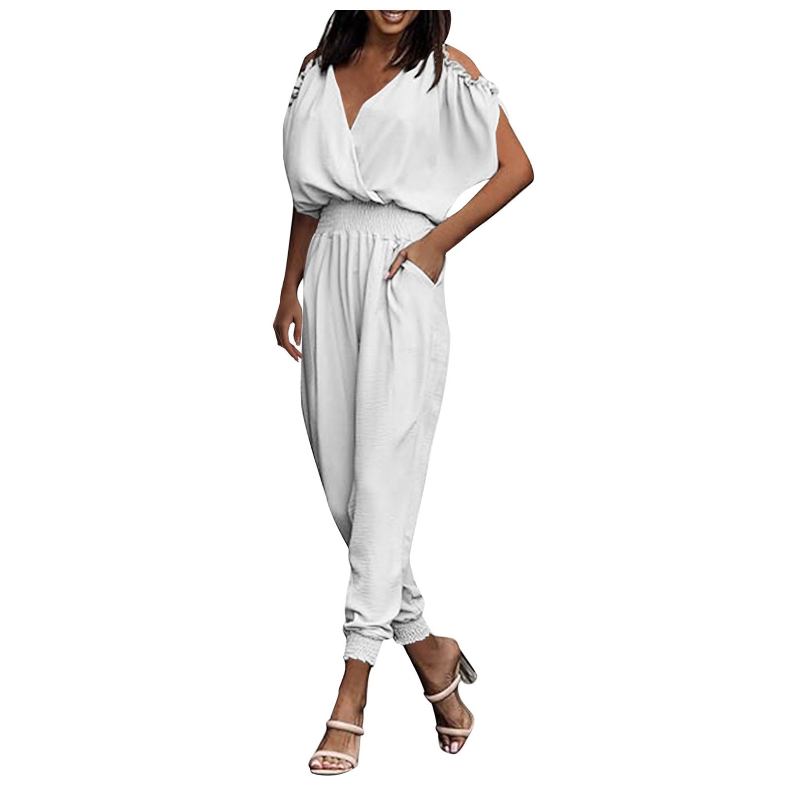 Blphud Womens Jumpsuit Formal V Neck Rompers for Women 2024 Short ...