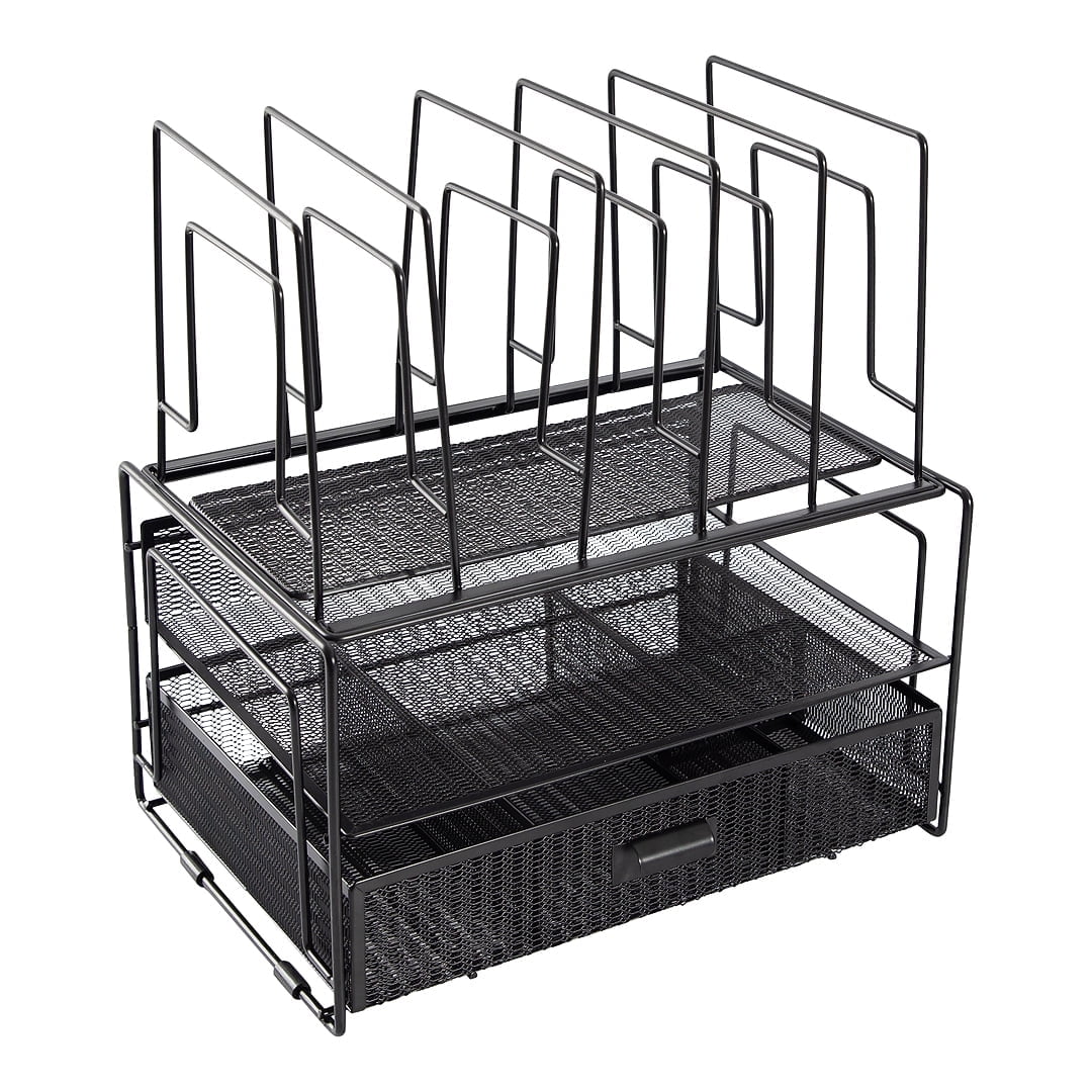 Blu Monaco Monte Desk Organizer with File Sorters and Drawer - Black ...