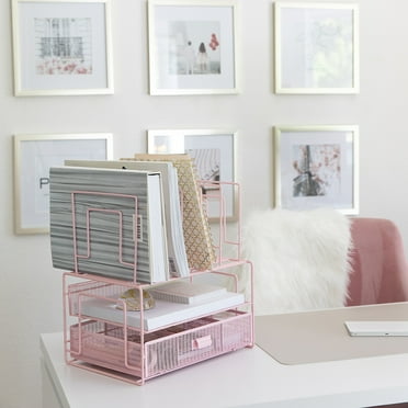 Blu Monaco 5 Piece Pink Office Supplies Desk Organizer Set - Walmart.com