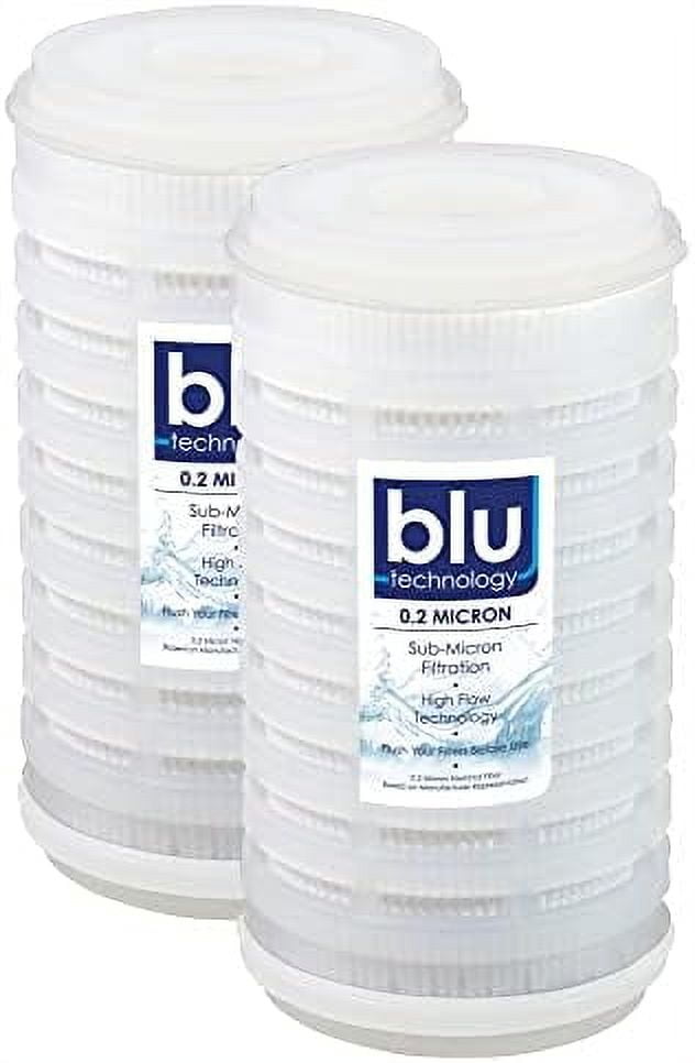 Blu Tech 5 Inch High Flow RV Water Filter 2 Pack, 0.2 Micron, 2.5” x 5 ...
