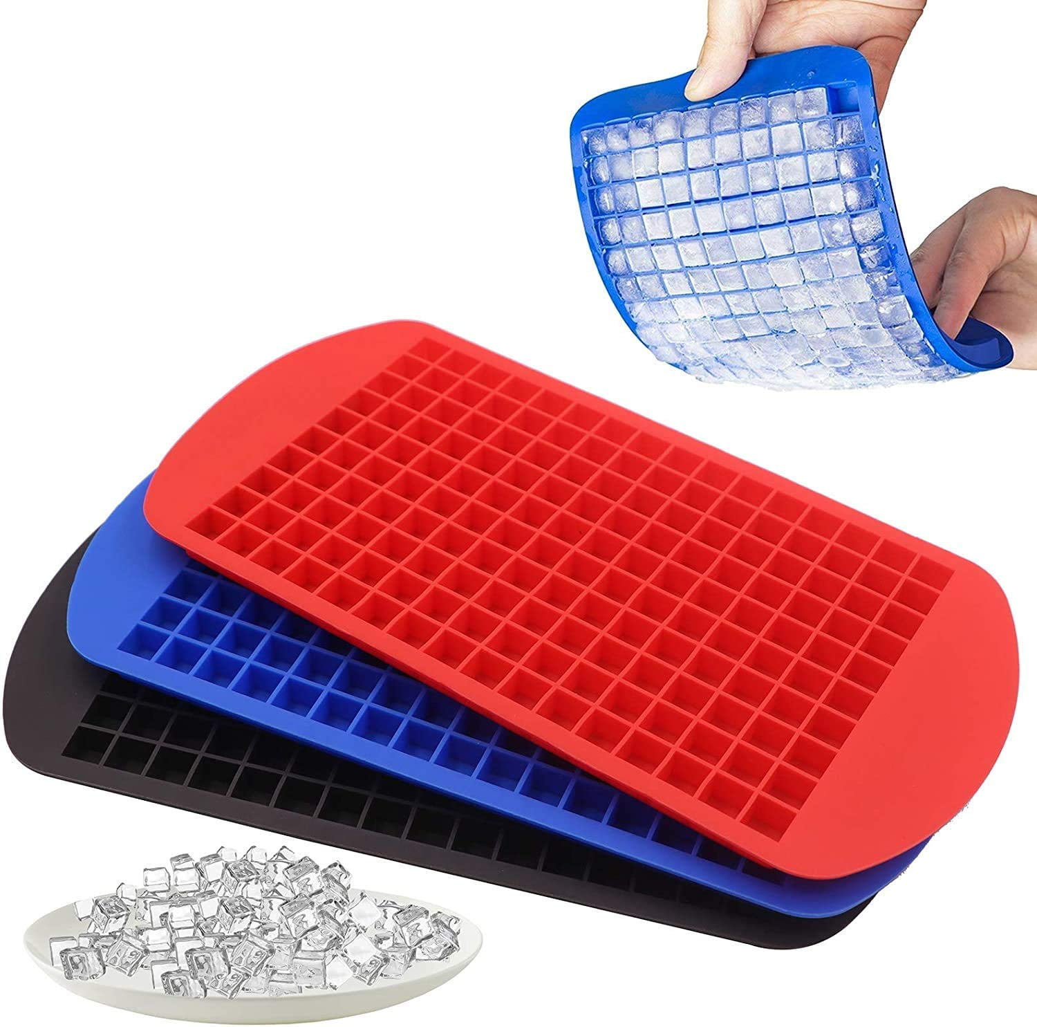 BluBasket Silicone Mini Ice Cube Tray160 Small Ice Cube Molds Easy ...