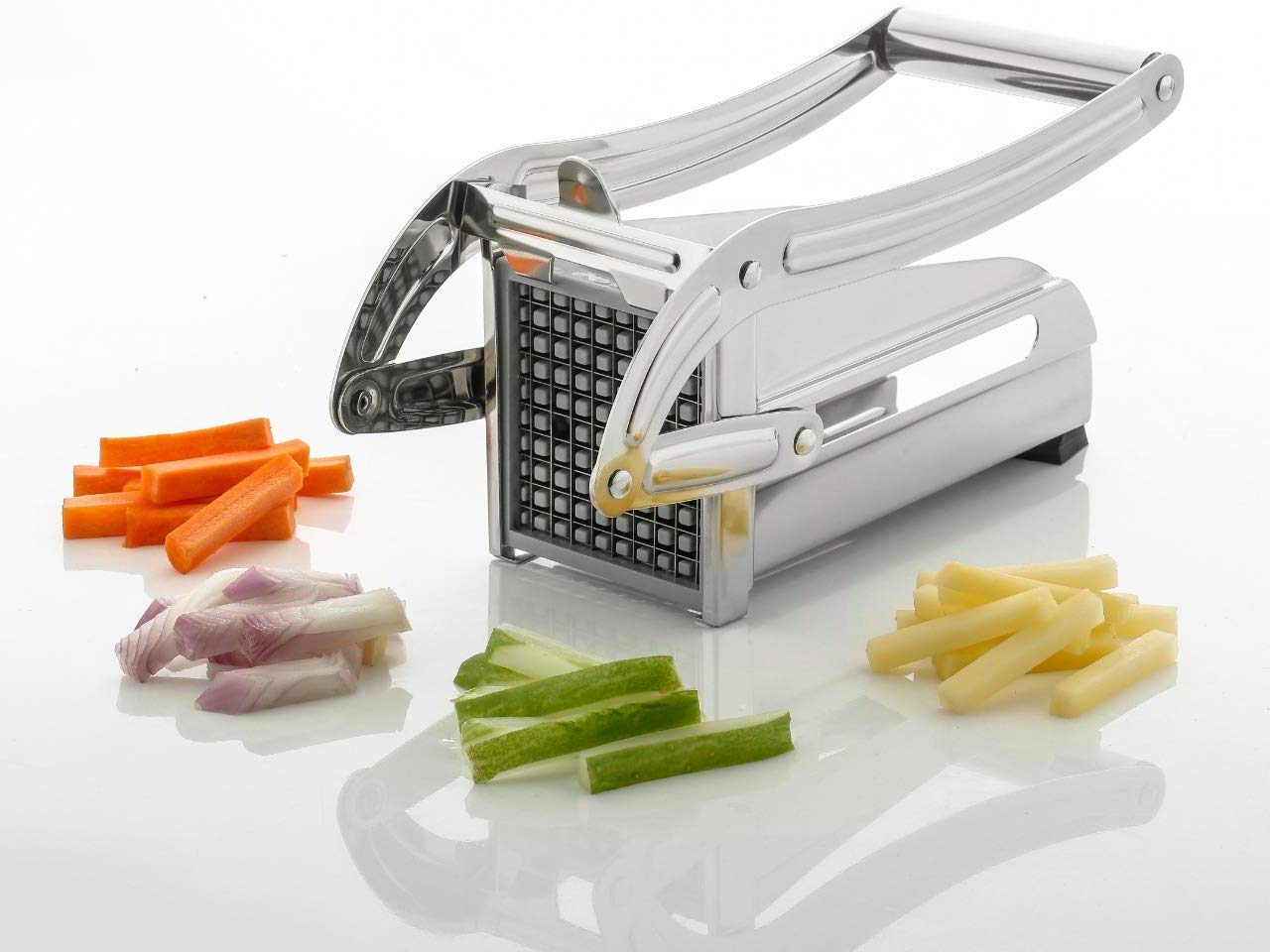 BluBasket Stainless Steel French Fry Cutter with 2 Interchangeable ...