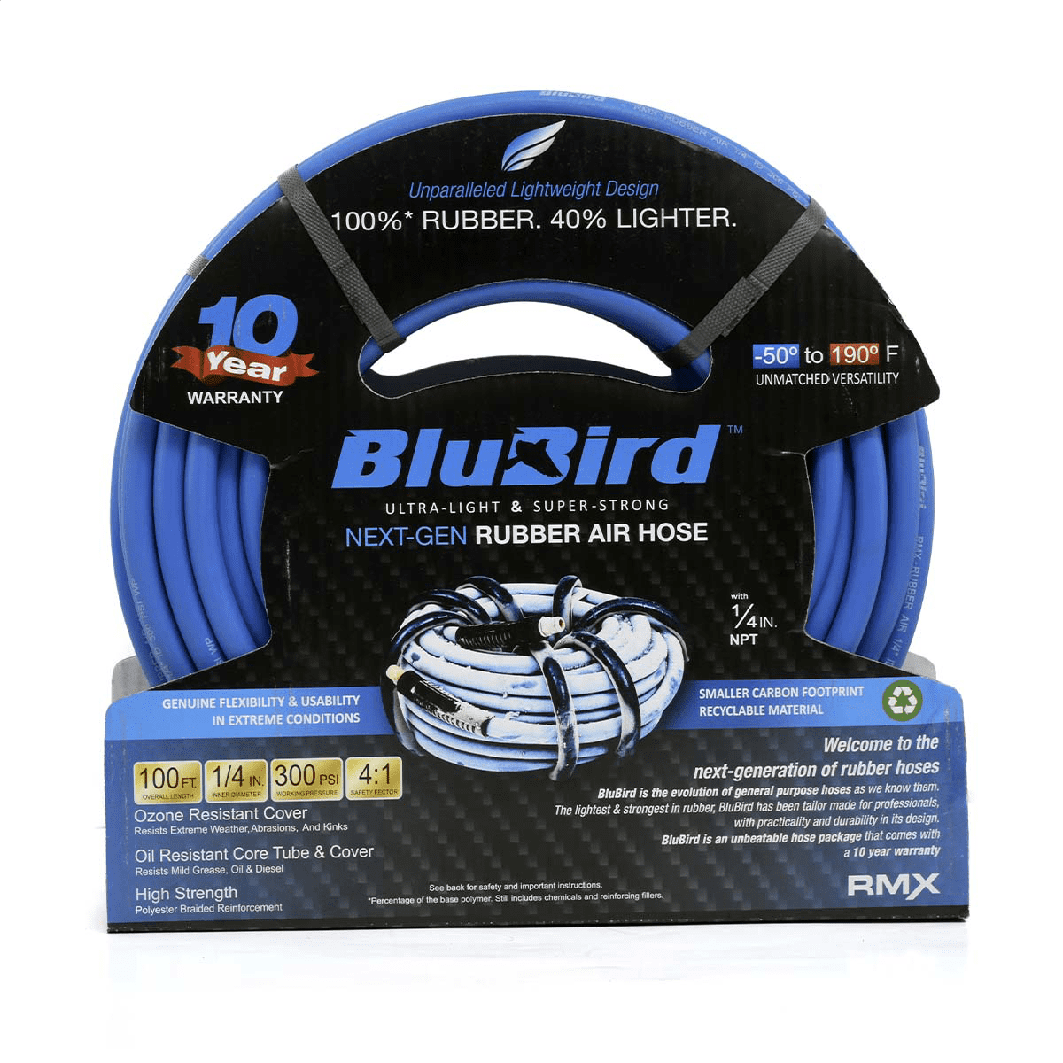 BluBird BB14100 Rubber Air Hose 1/4" x 100 ft - Walmart.com