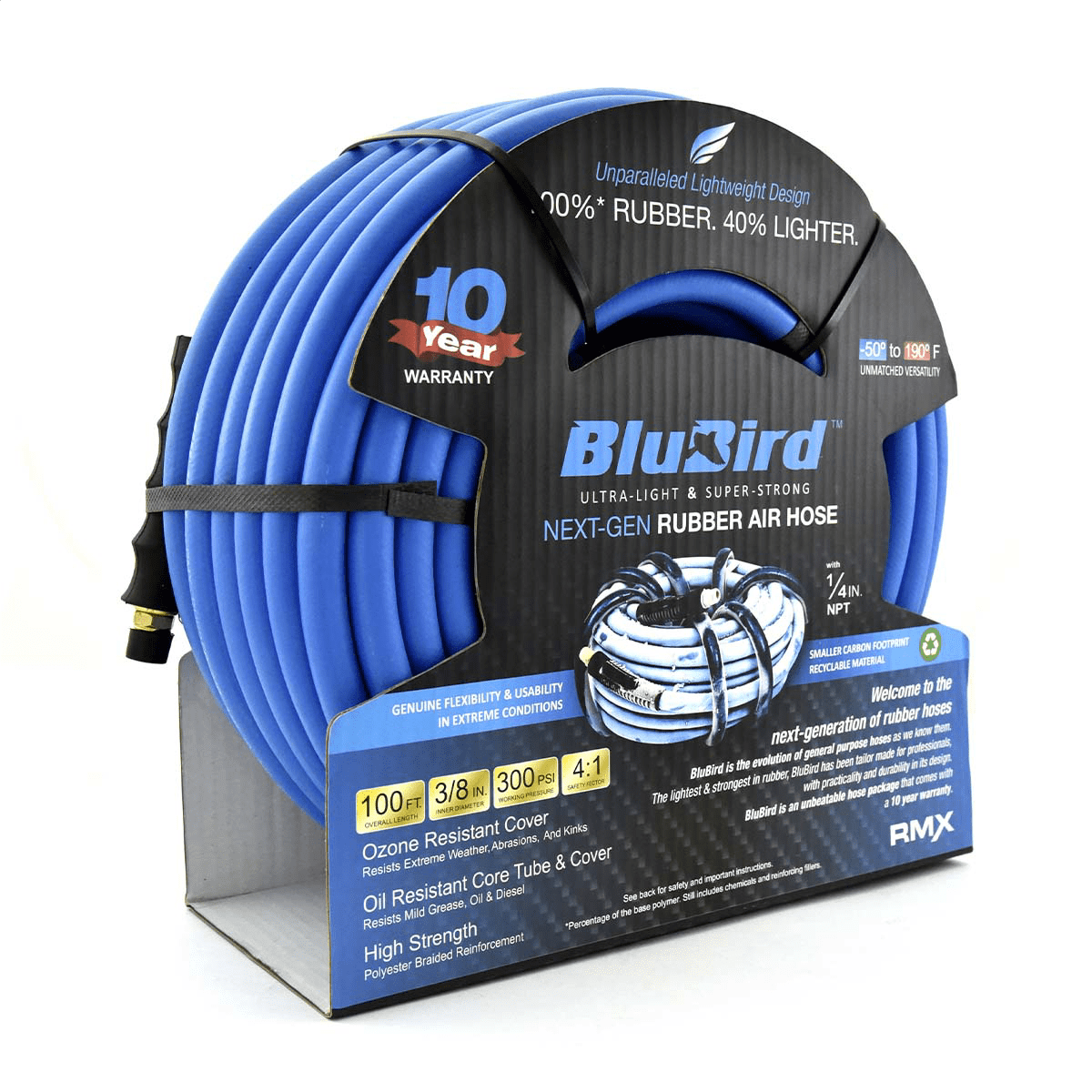 BluBird BB38100 3/8" x 100' Lightweight Polyester Braided Rubber Air ...