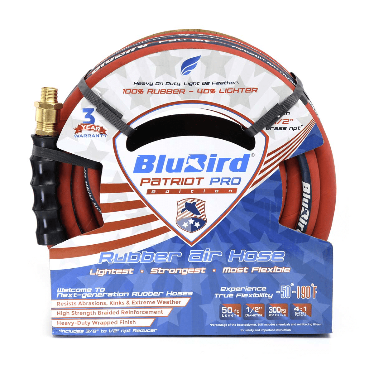 BluBird PP1250 Patriot Pro Air Hose 1/2" x50 ft. 300 PSI - Walmart.com