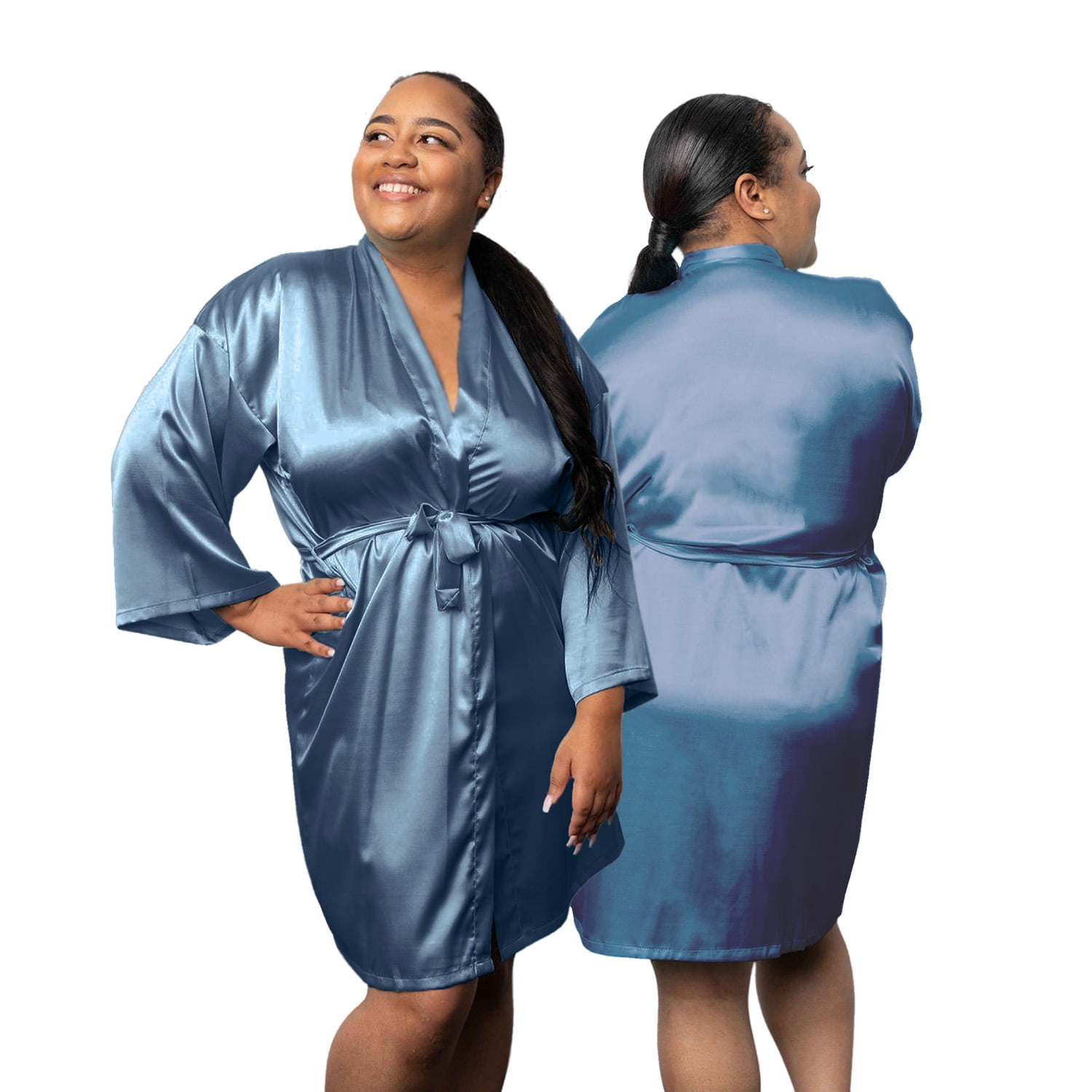 BluChi Short Kimono Lounge Womens Robe, Small-5XL, 26 Colors - Bride & Bridesmaid Robes, Dusty ...