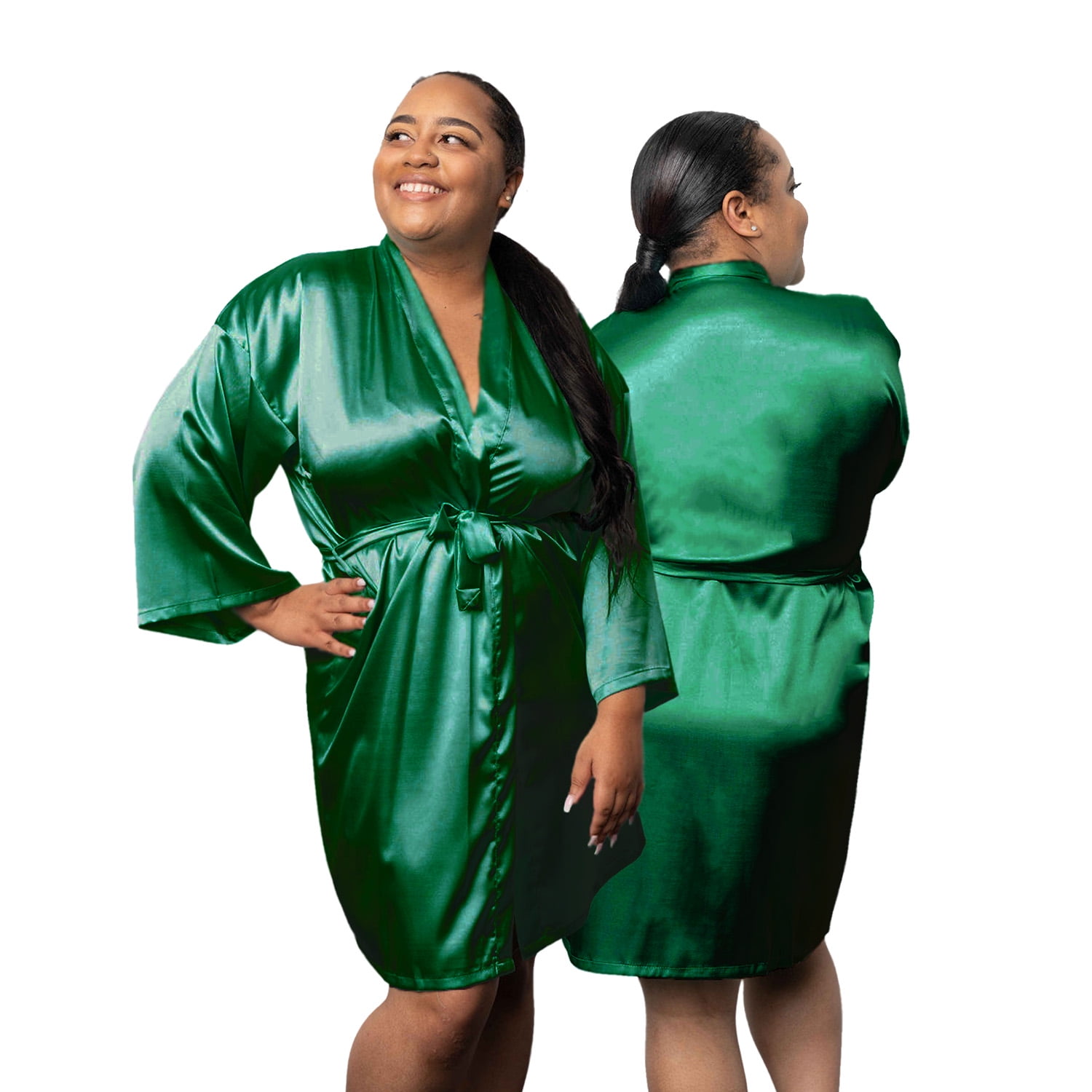 BluChi Short Kimono Lounge Womens Robe, Small-5XL, 26 Colors - Bride & Bridesmaid Robes, Emerald ...