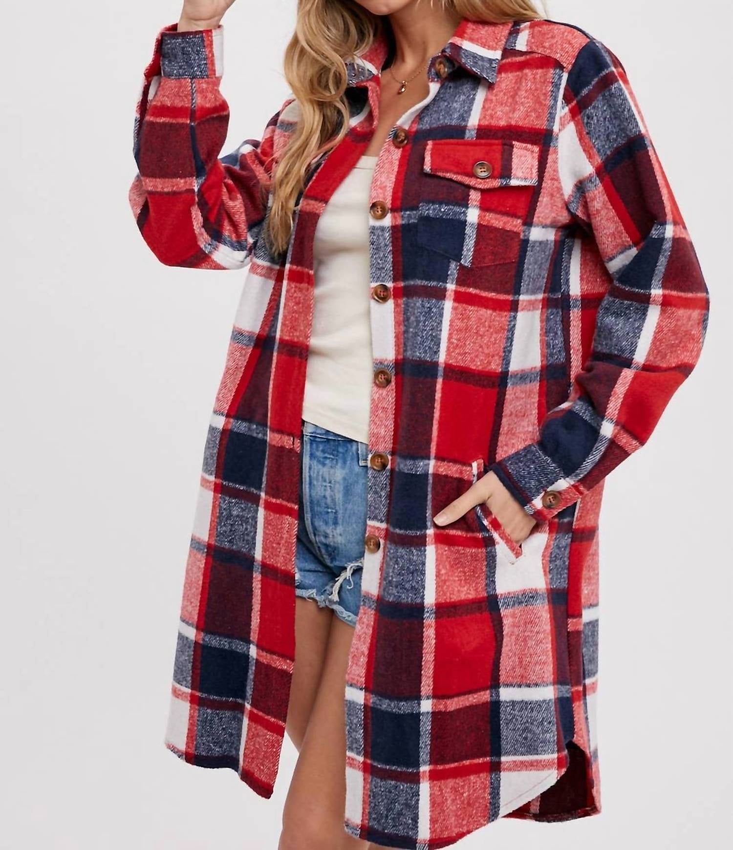 BluIvy Flannel Plaid Longline Shacket - Walmart.com