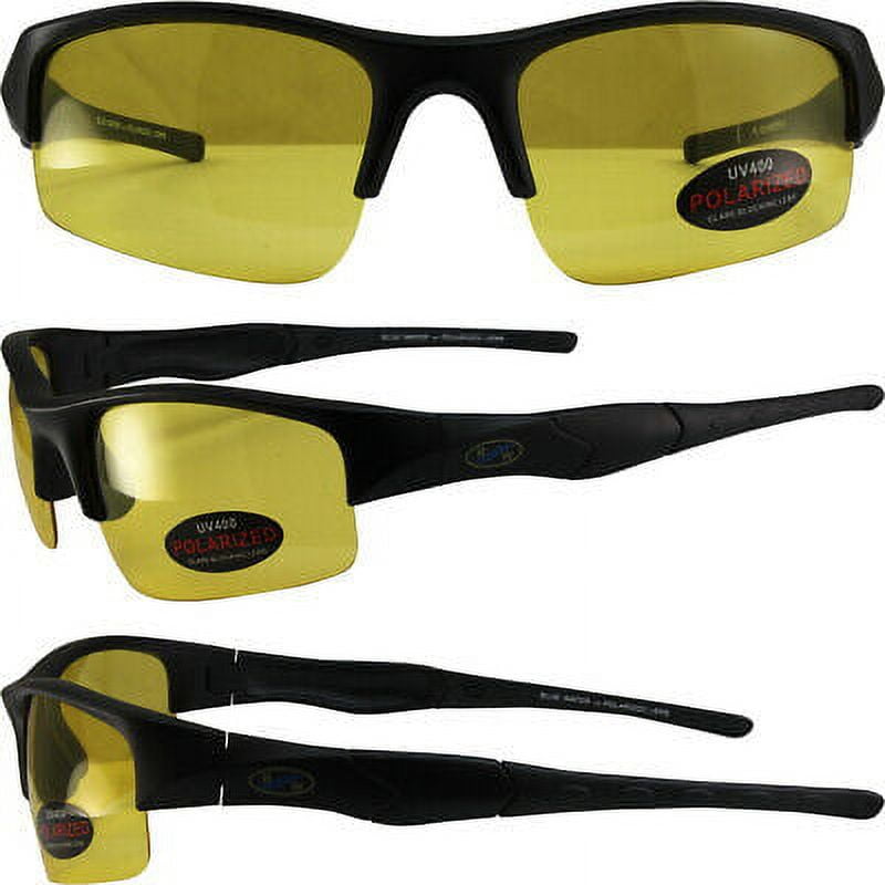 BluWater Polarized Sport Sunglasses Black Frame Yellow Lens by Global ...