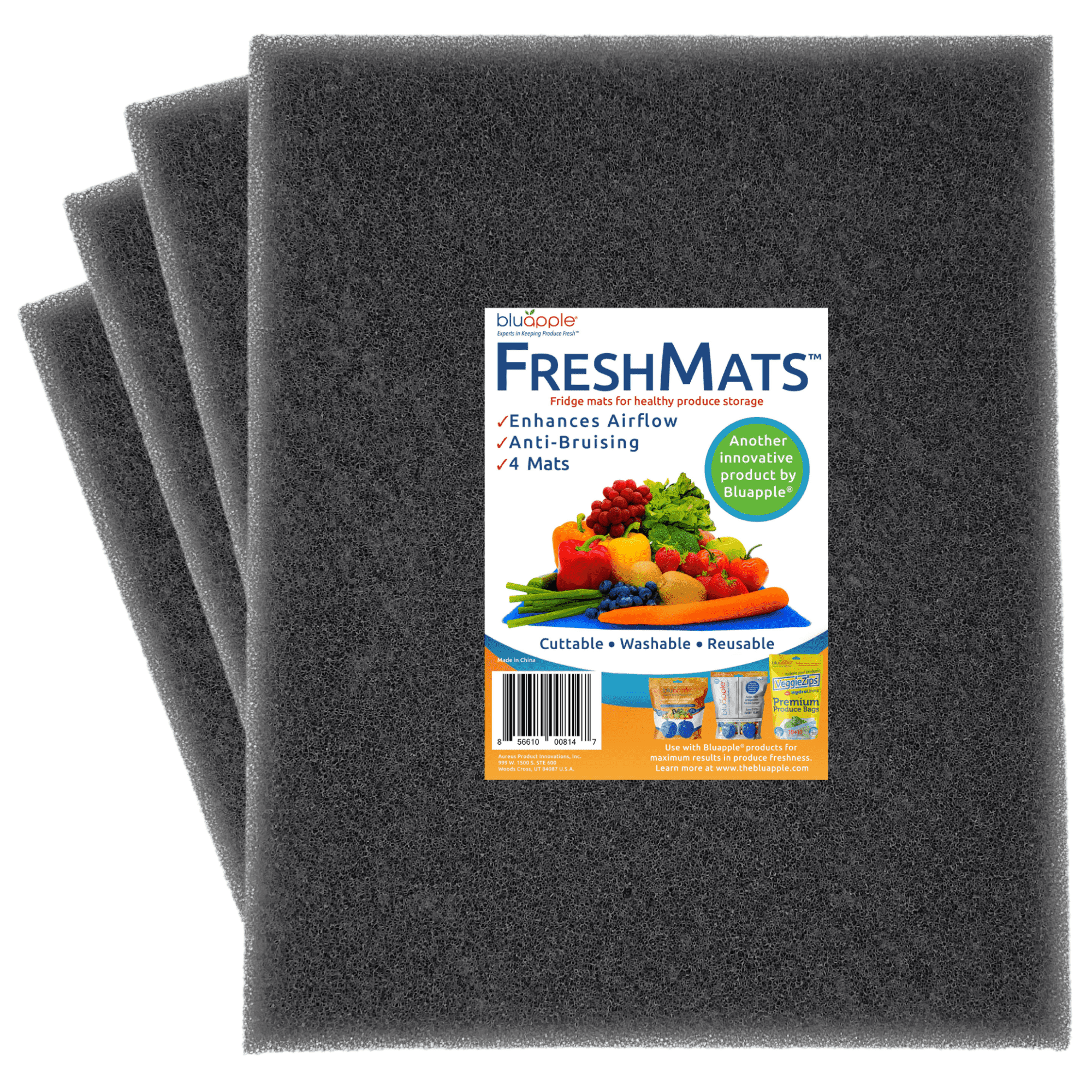 Bluapple FreshMats, Refrigerator Bin Liner, Fridge Drawer Mats, Crisper ...