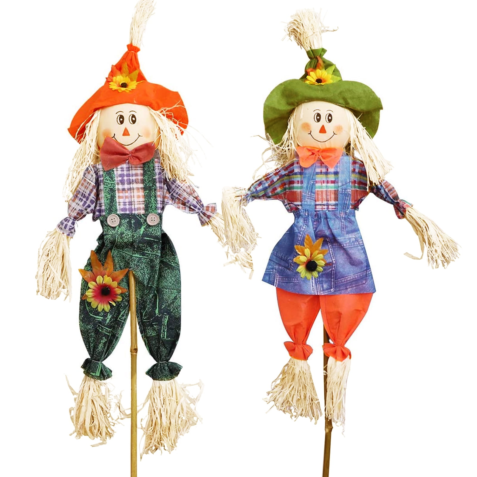 Blublu Park 2 Pack 39.4 Inch Fall Harvest Scarecrow Decor, Thanksgiving ...