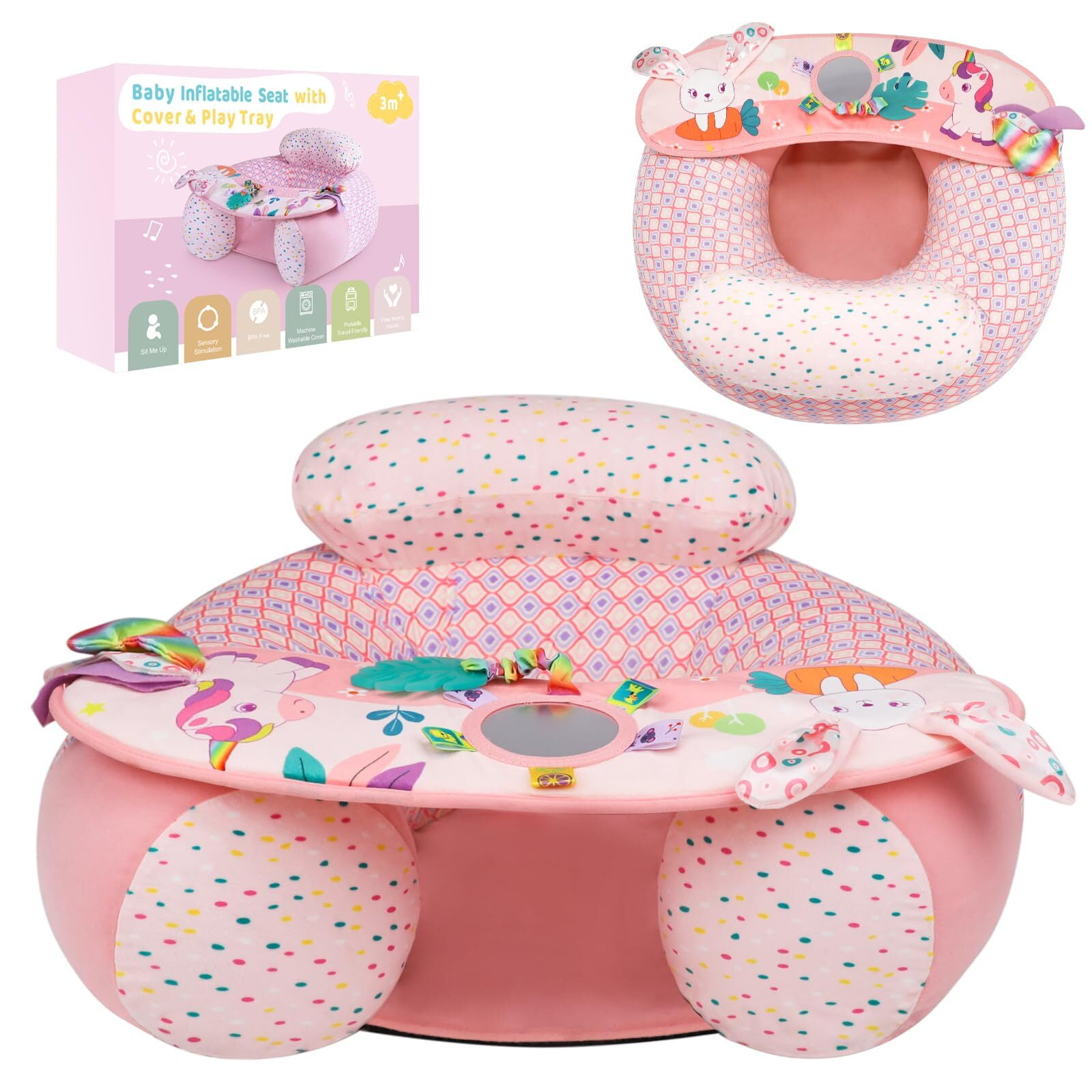 Blublu Park Baby Inflatable Seat with Cover for Babies 3-36 Months ...