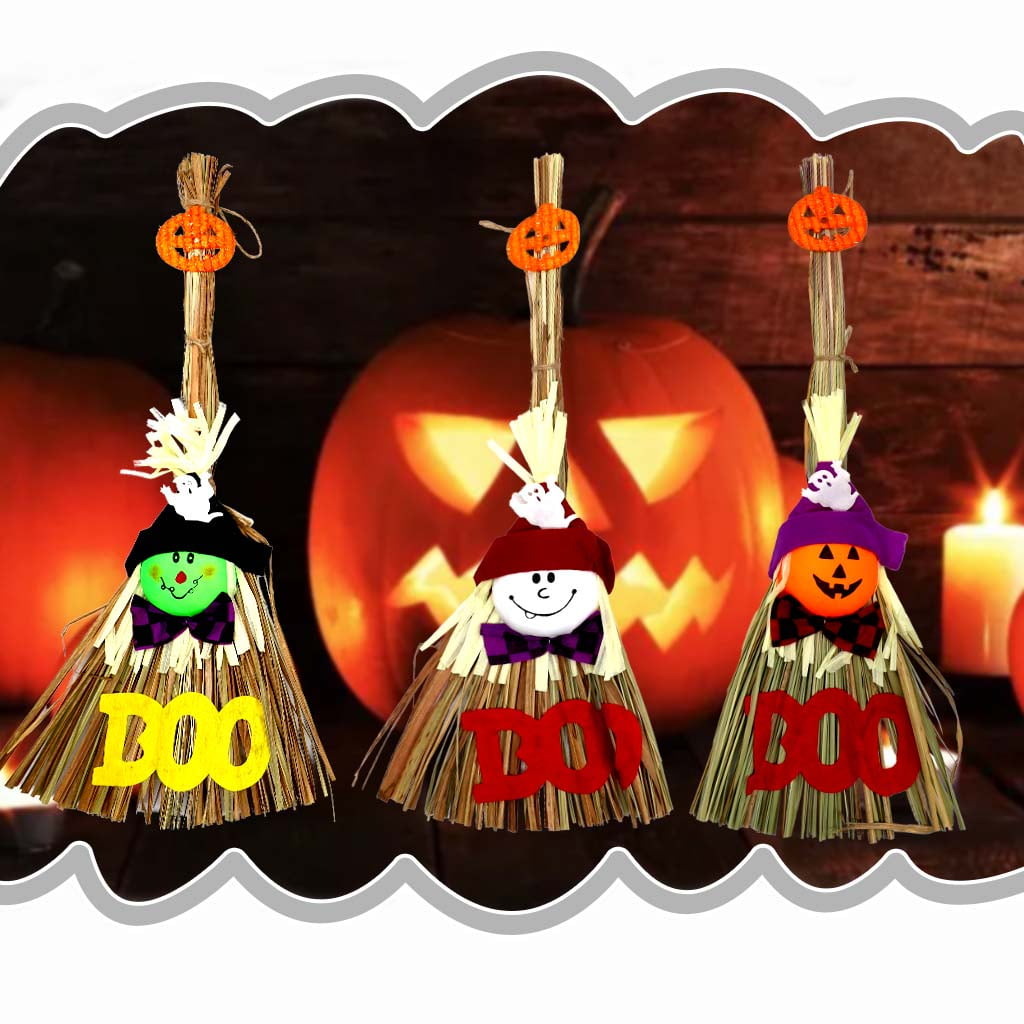 Blublu Park Fall Harvest Scarecrow Decor, 3 Pack 19 Inch Small Happy Halloween Decoration for ...