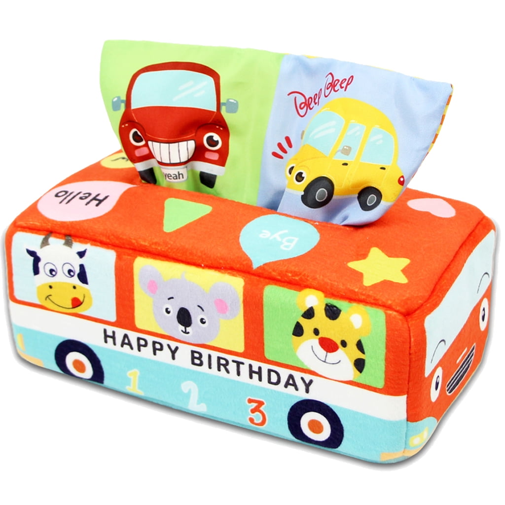 Blublu Park Montessori Sensory Toys,Baby Tissue Box Stuffed Crinkle ...