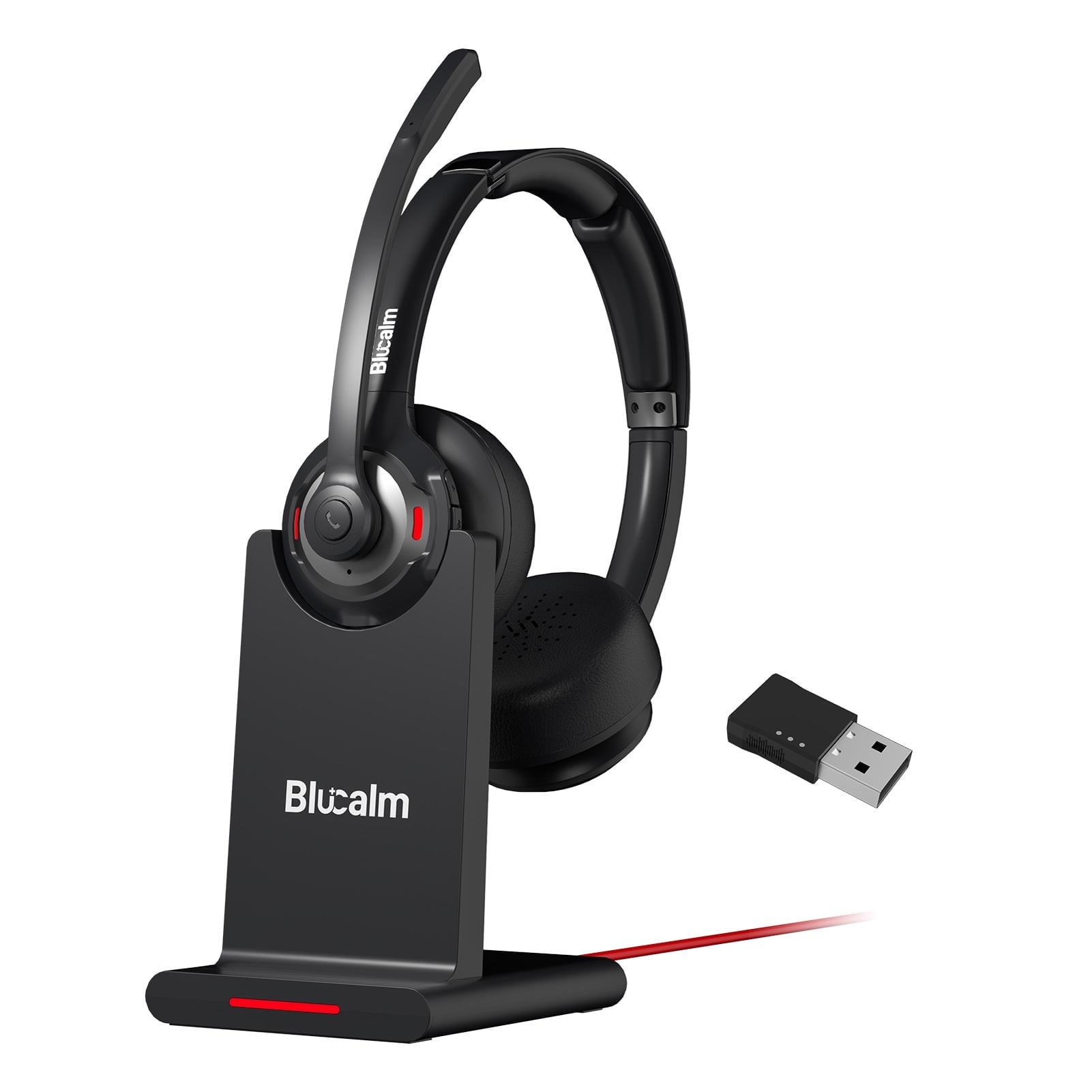 Blucalm Wireless Headset with Microphone for Work, Wireless Headphone ...