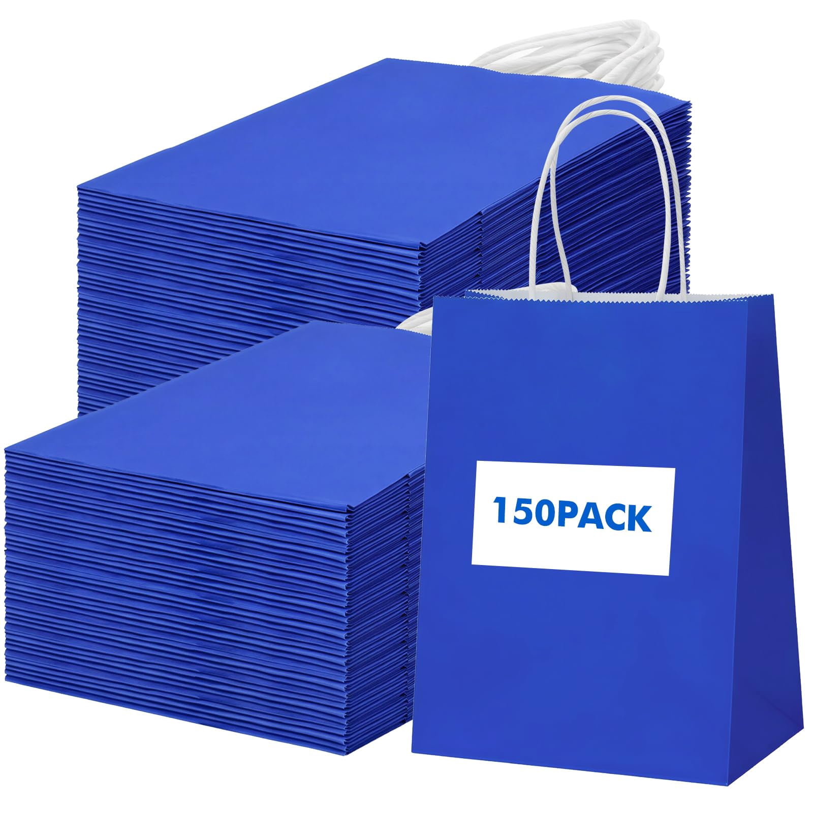 Blue 1, 1 count (Pack of 150) Medium Paper Gift Bags with Handles for ...