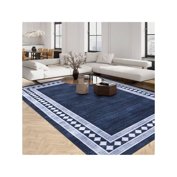 Blue-10*13 feet Contemporary Machine Washable Area Rug Modern Geometric ...
