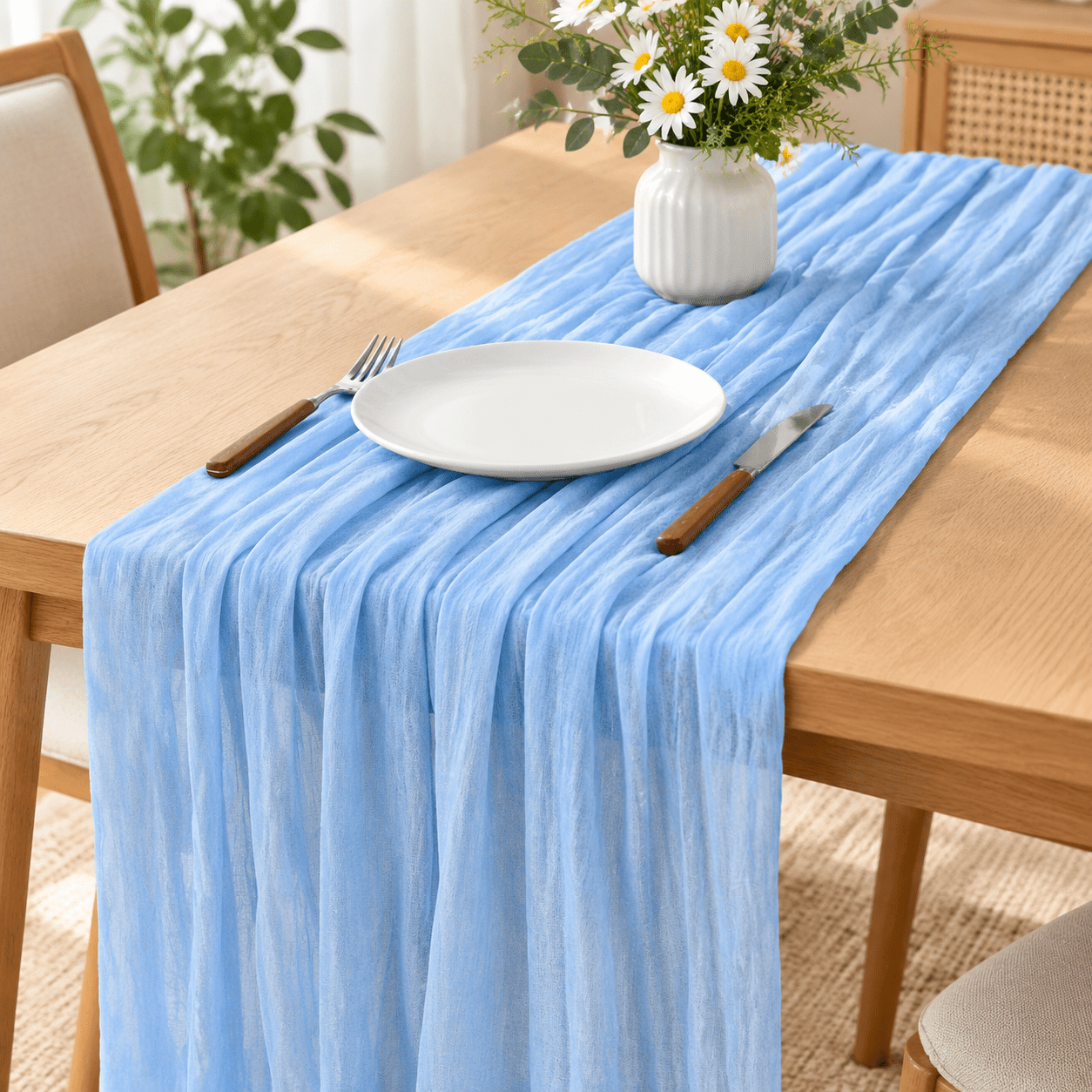 Blue 10ft X 3pcs Cheesecloth Table Runner for Wedding Birthday Party ...