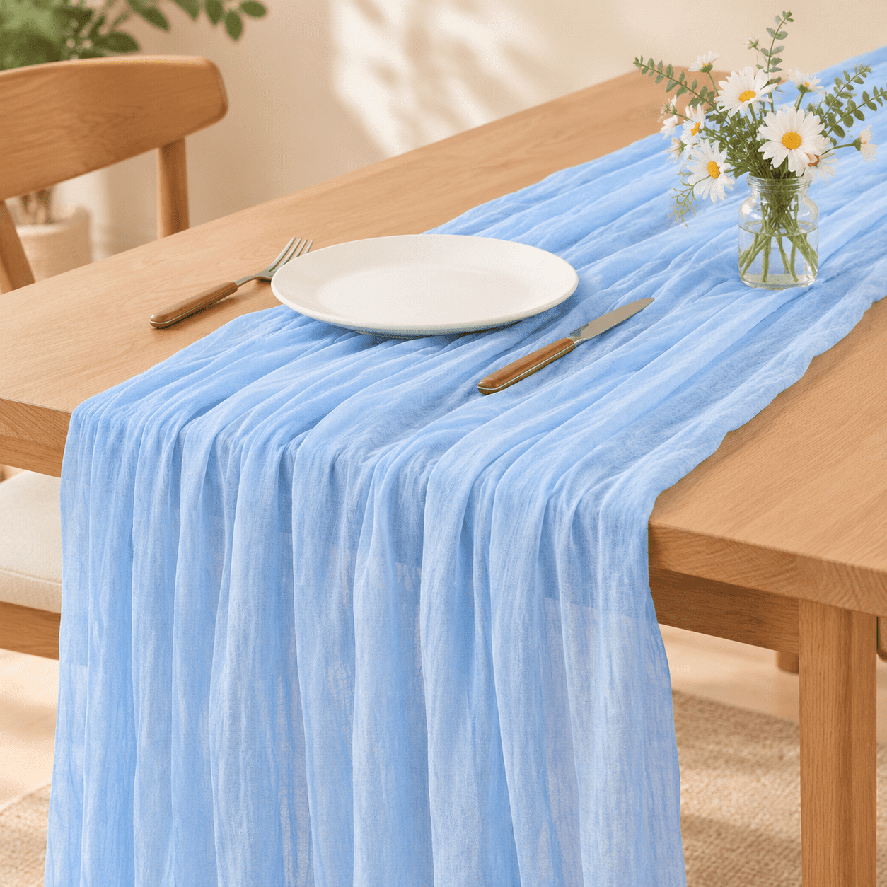 Blue 10ft X 6pcs Cheesecloth Table Runner for Wedding Birthday Party ...