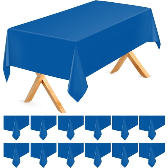 Blue 12 Pack Plastic Tablecloths 54"x 108" Disposable Rectangle Table ...