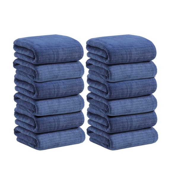 Blue 12 Pcs Blue Rectangular Bath Towels Set for Bathroom Soft ...
