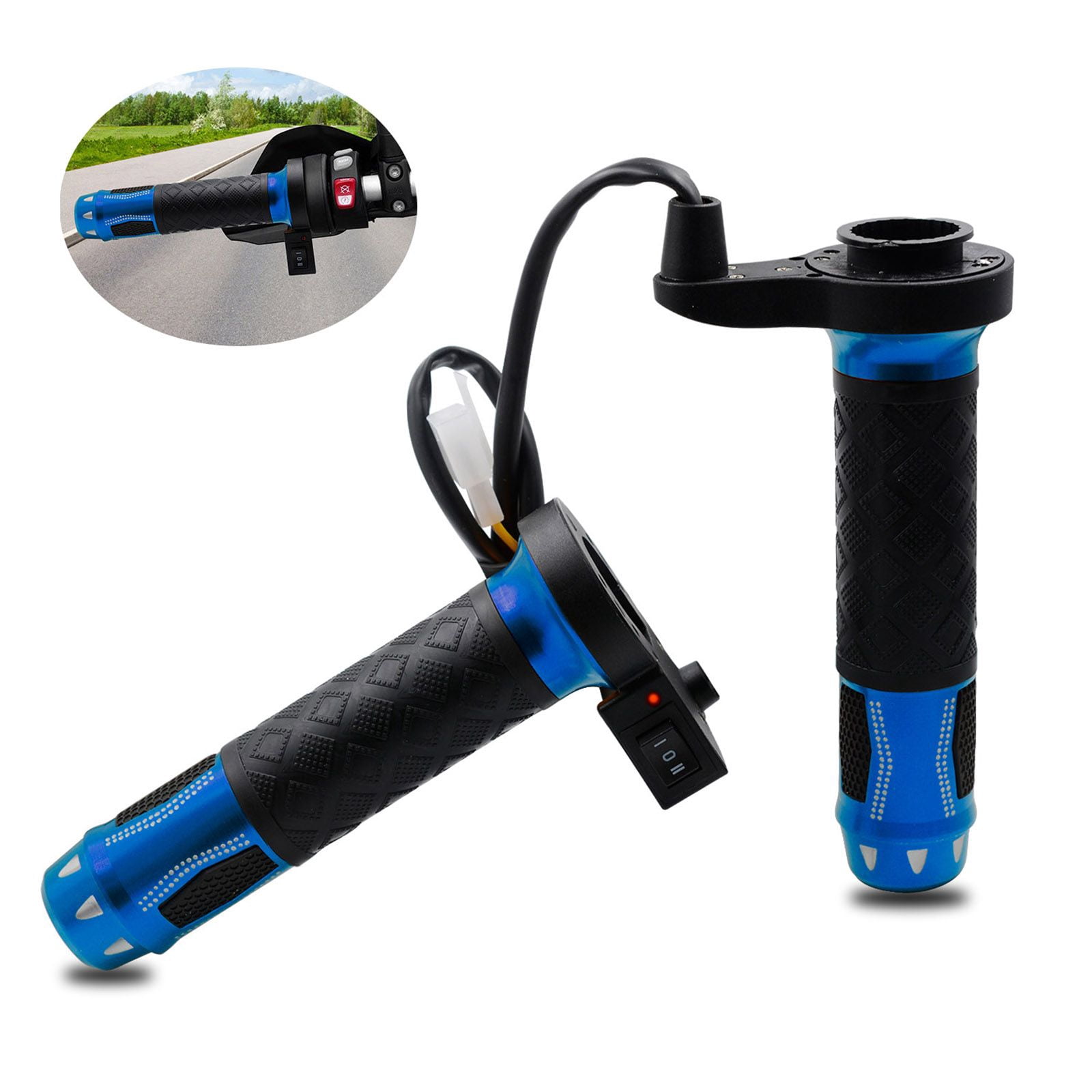 Blue 12V Electric Heated Hand Grips 7/8" 22mm Heating Handle for ...