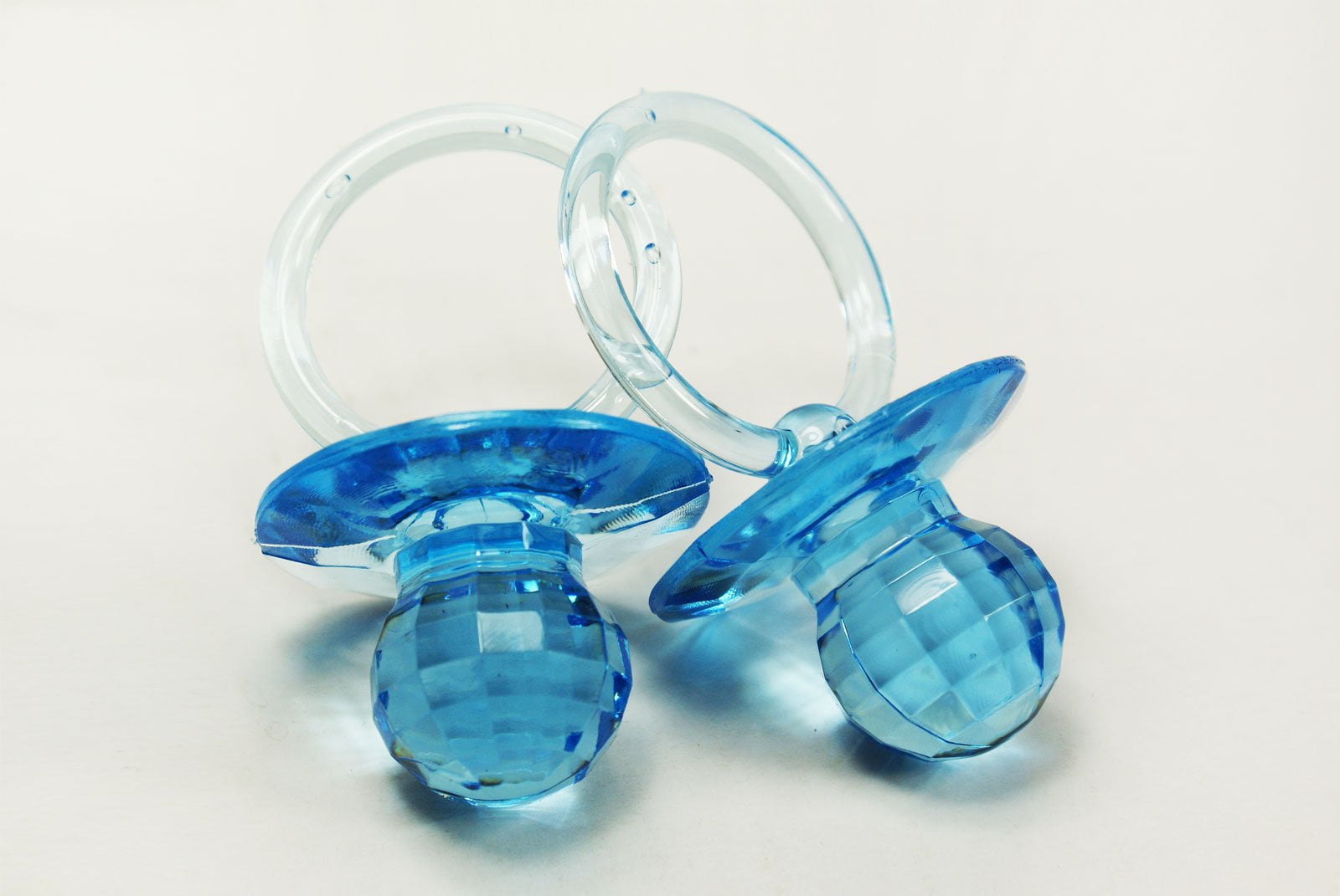 Blue 12pcs Large Clear Diamond Cut Pacifiers Baby Shower Game Party ...