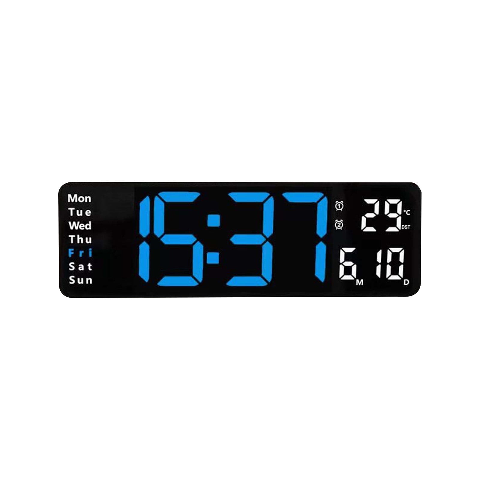 Blue 13 Inch Large Display Digital Clock With Indoor Temperature Date ...
