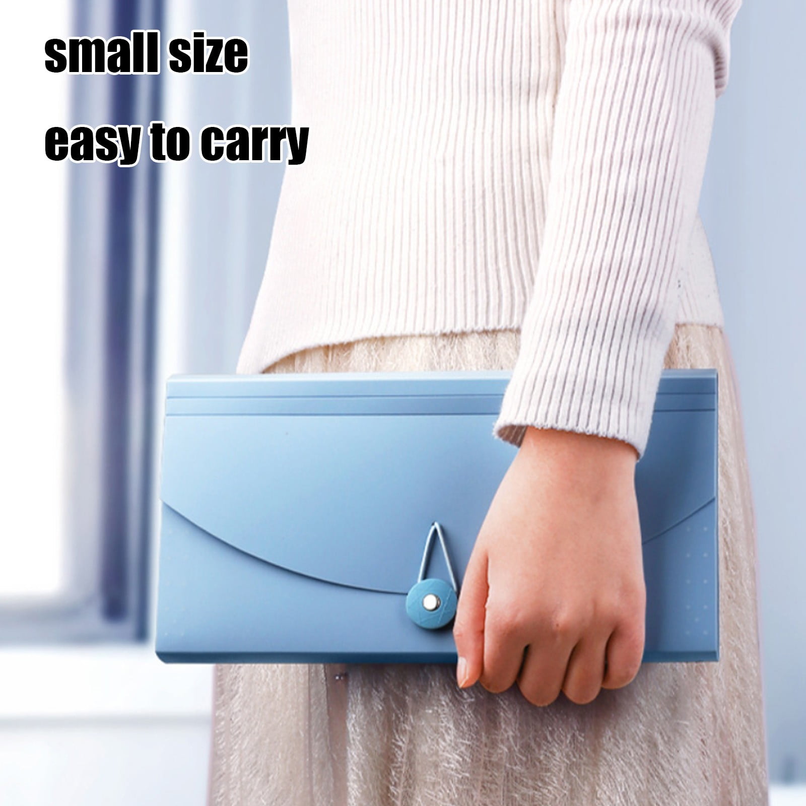 Blue 13-Pocket A6 Mini Accordion File Document Organizer with ...