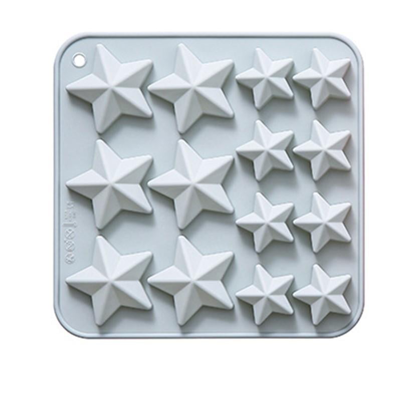 (Blue)14-Cavity Five-Pointed Star Shape Silicone Chocolate Mold ...