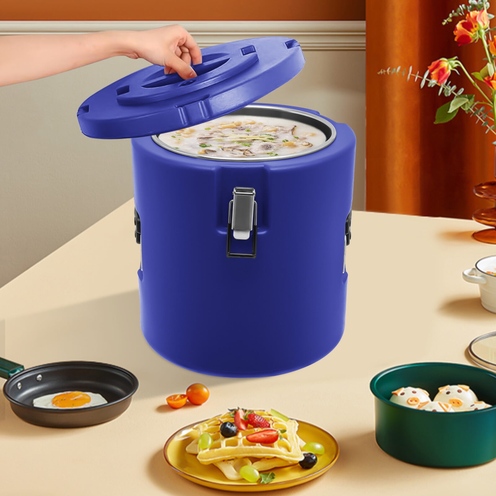 Blue 15L/13.62 QT Modern Round Insulated Bucket, Insulated Soup ...
