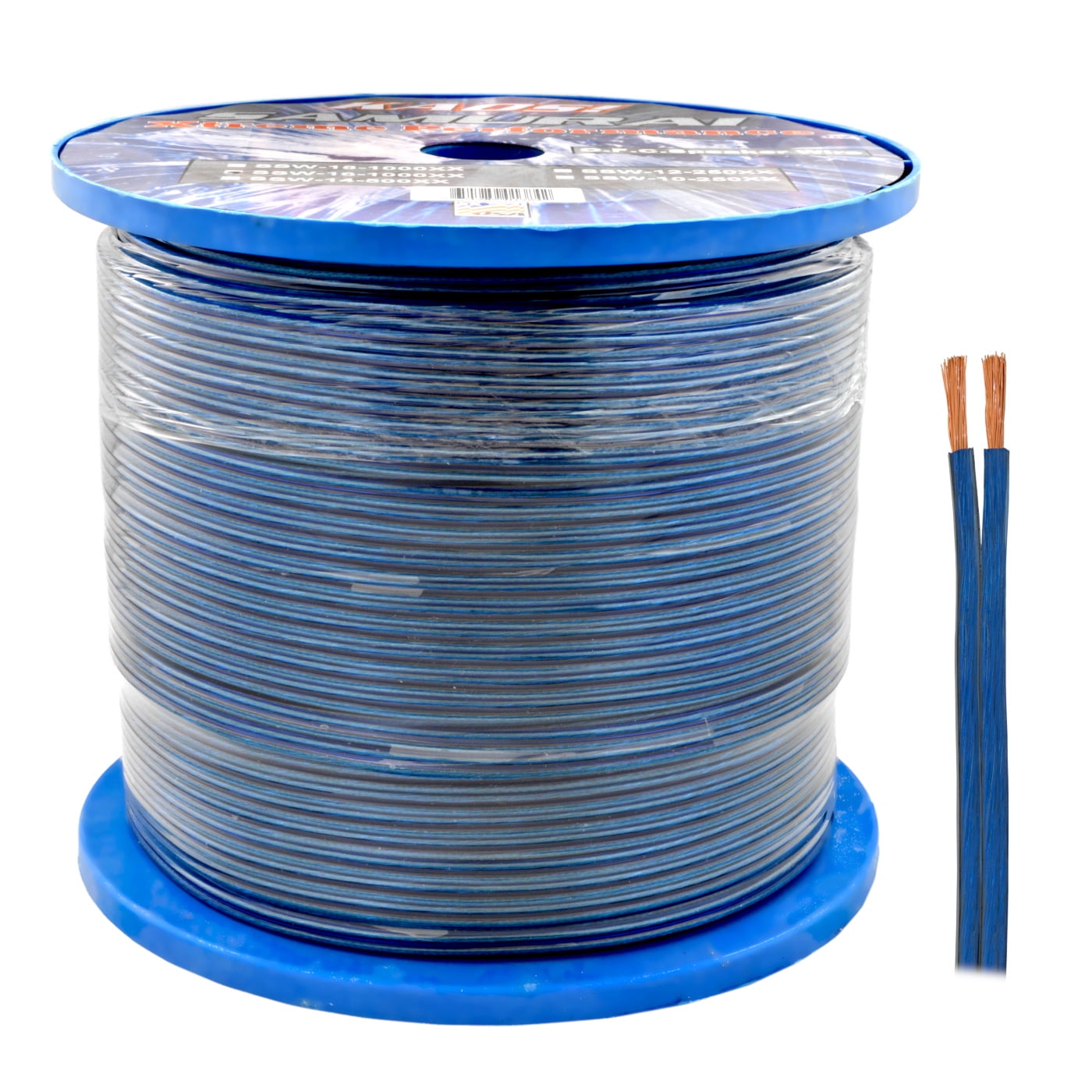 Blue 16 Gauge AWG 1000' Feet Speaker Wire for Home/Car Audio - Walmart.com