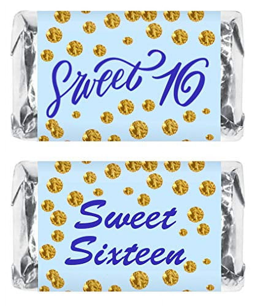 Blue 16th Birthday Miniatures Candy Bar Wrapper (Set of 60), Sweet 16 ...