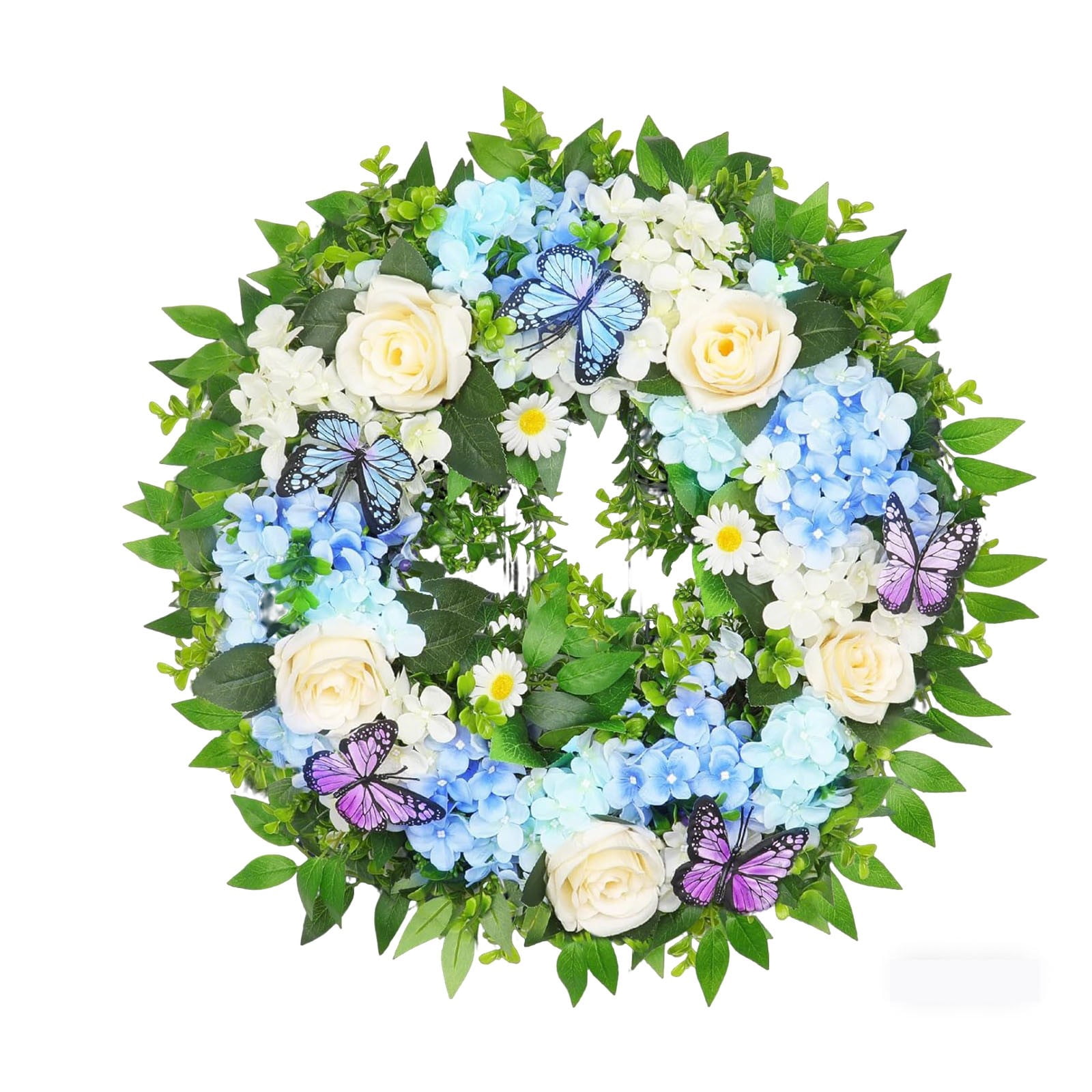 Blue 19.69 X 19.69 X 2.76 Inch Easter Wreath For Front Door Wall Window ...